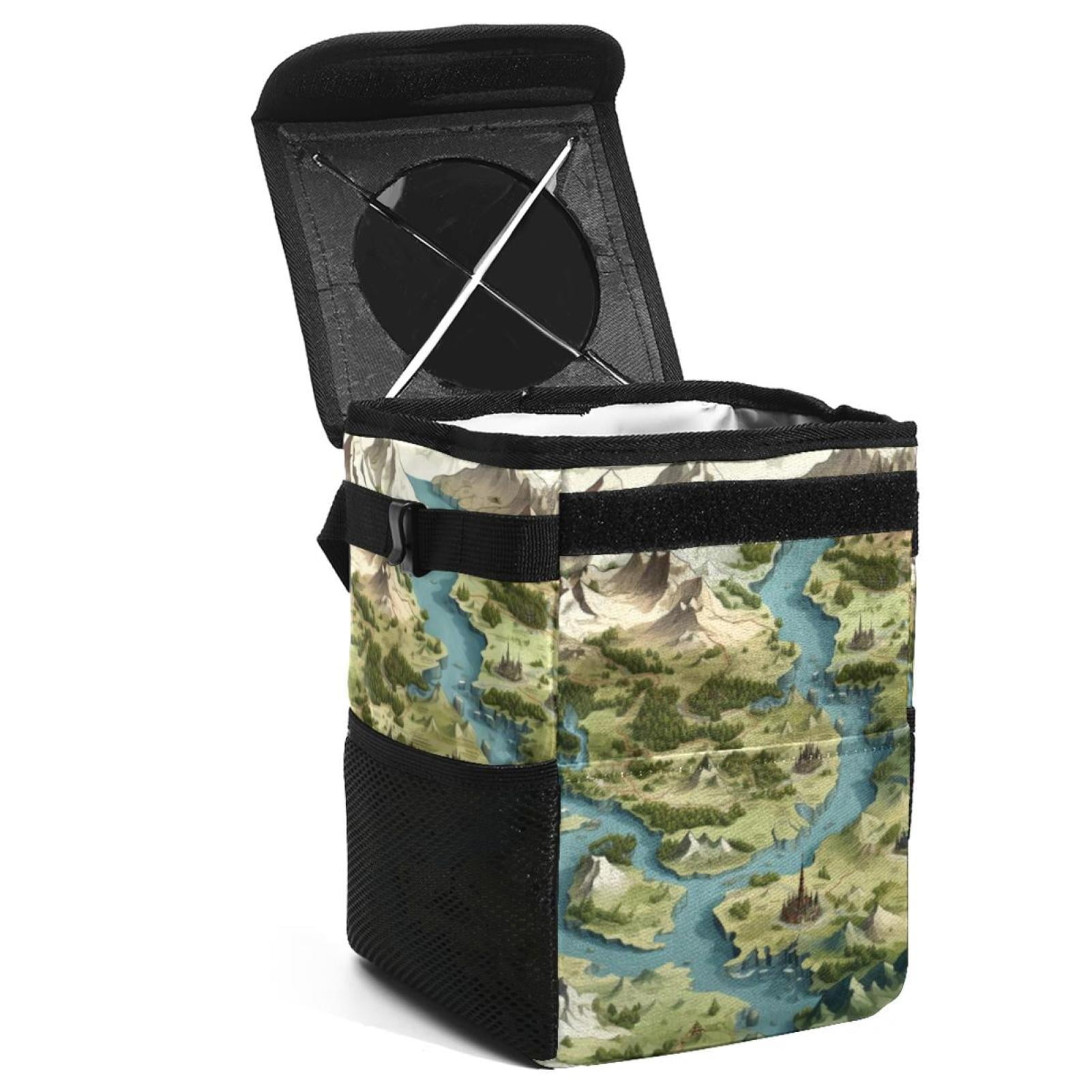 Map section Foldable Car Trash Bin with Lid, Leak-Proof, Hanging ...