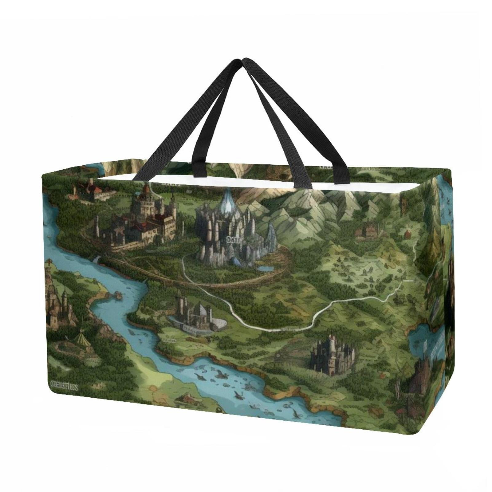 Map section Foldable Oxford Cloth Reusable Storage Basket Cube Organizer Storage Box Large ...