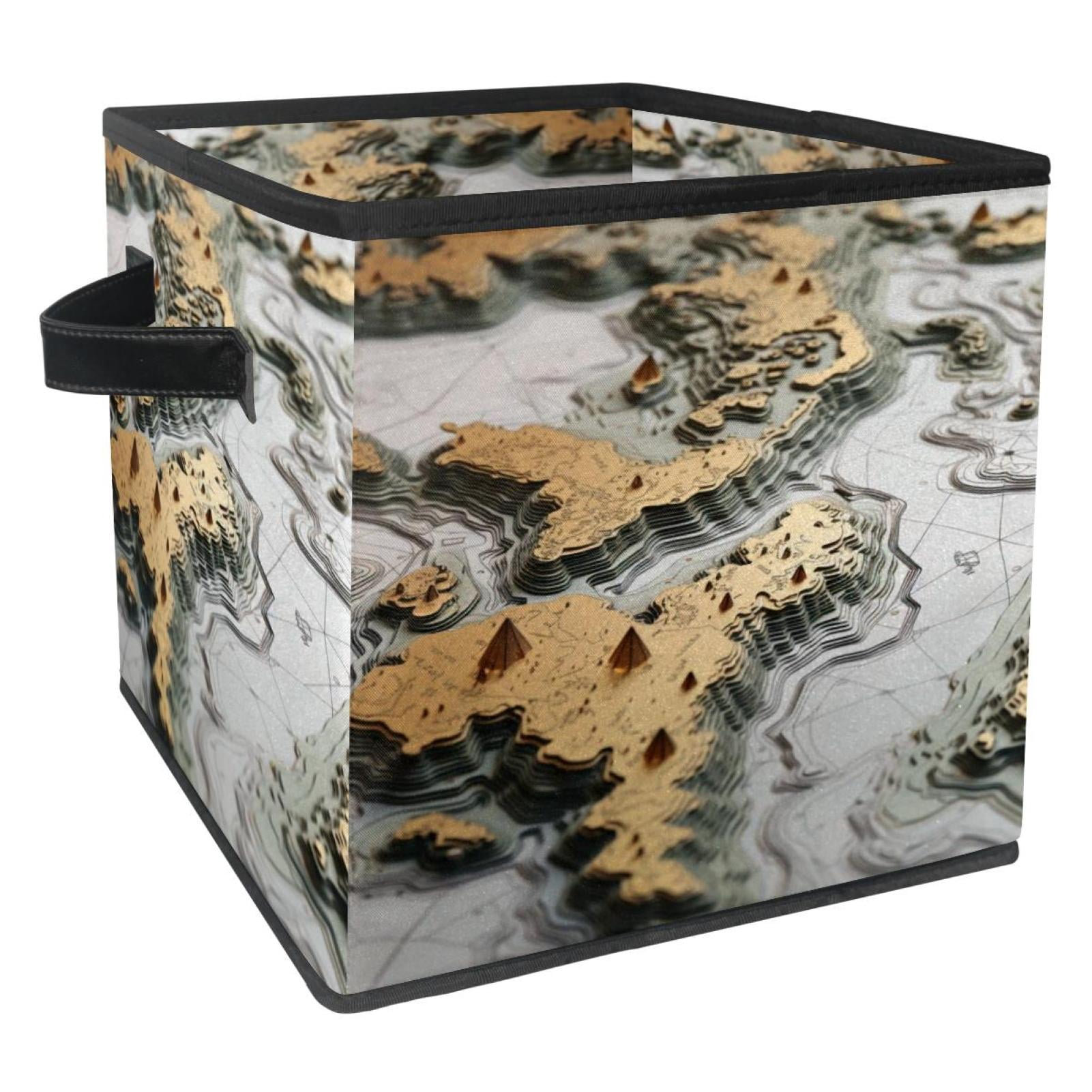 Map section Foldable Storage Bins with Handle, 10.8"x10.5"x10.6", Large ...