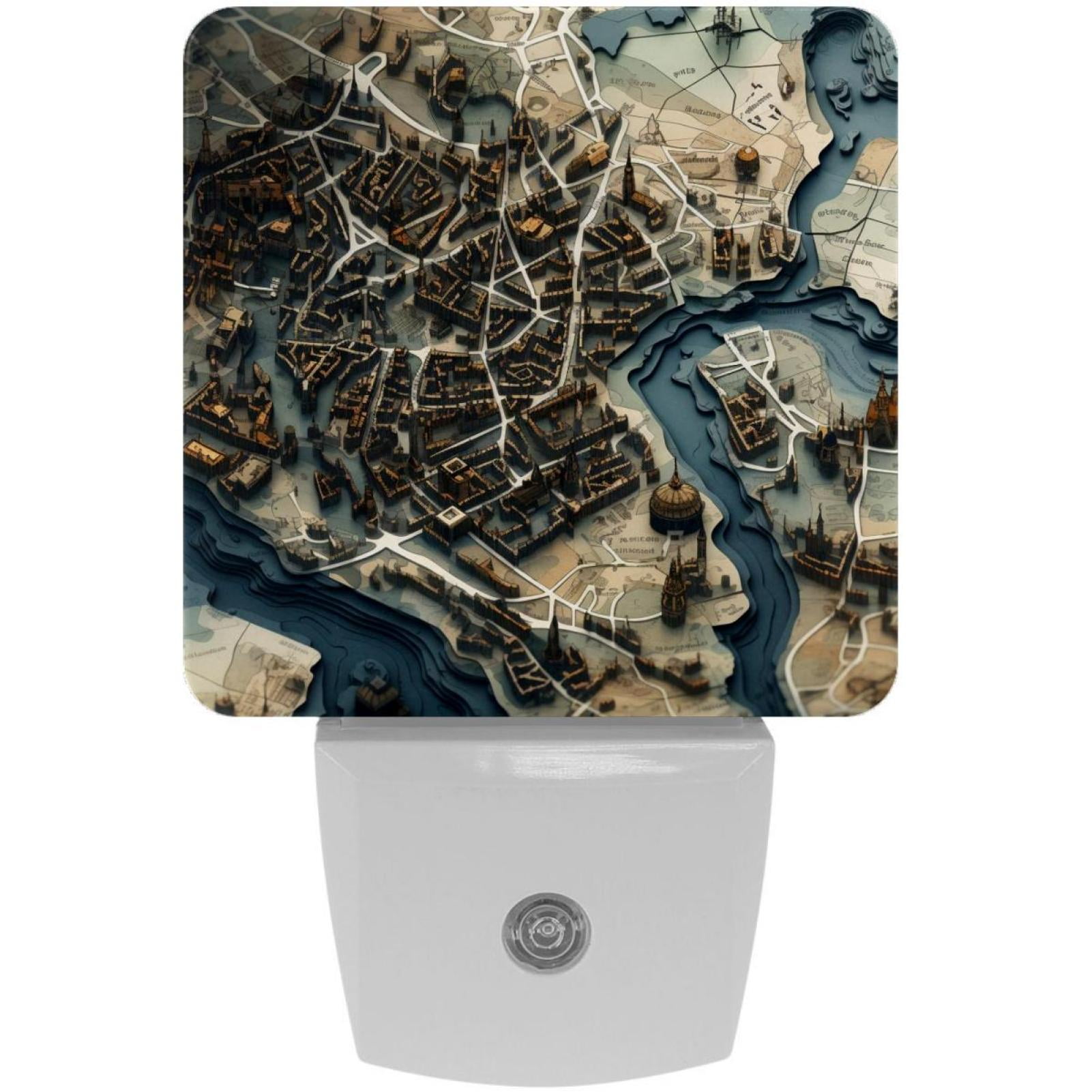 Map section LED Square Night Lights - Bedside Lighting Solution for a ...