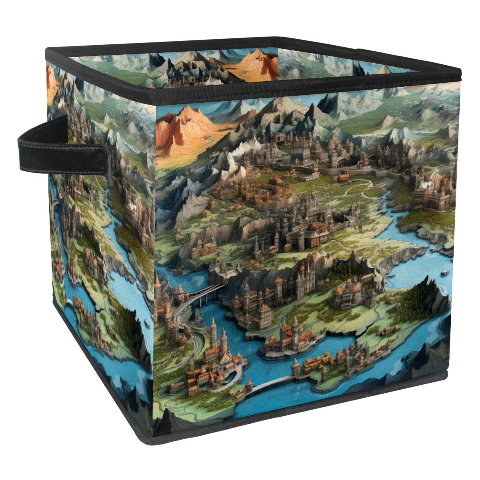 Map section Large Capacity Foldable Storage Basket with Handle, 10.8 ...