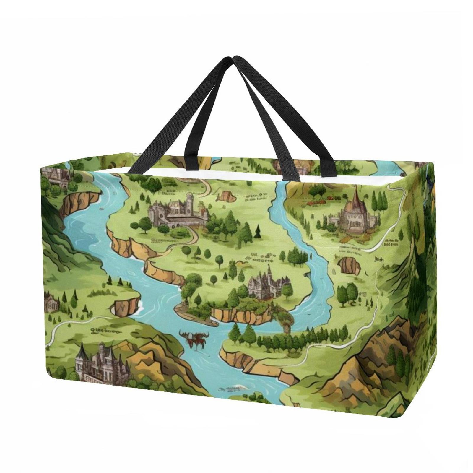 Map section Large Capacity Reusable Foldable Beach Bag with Collapsible ...