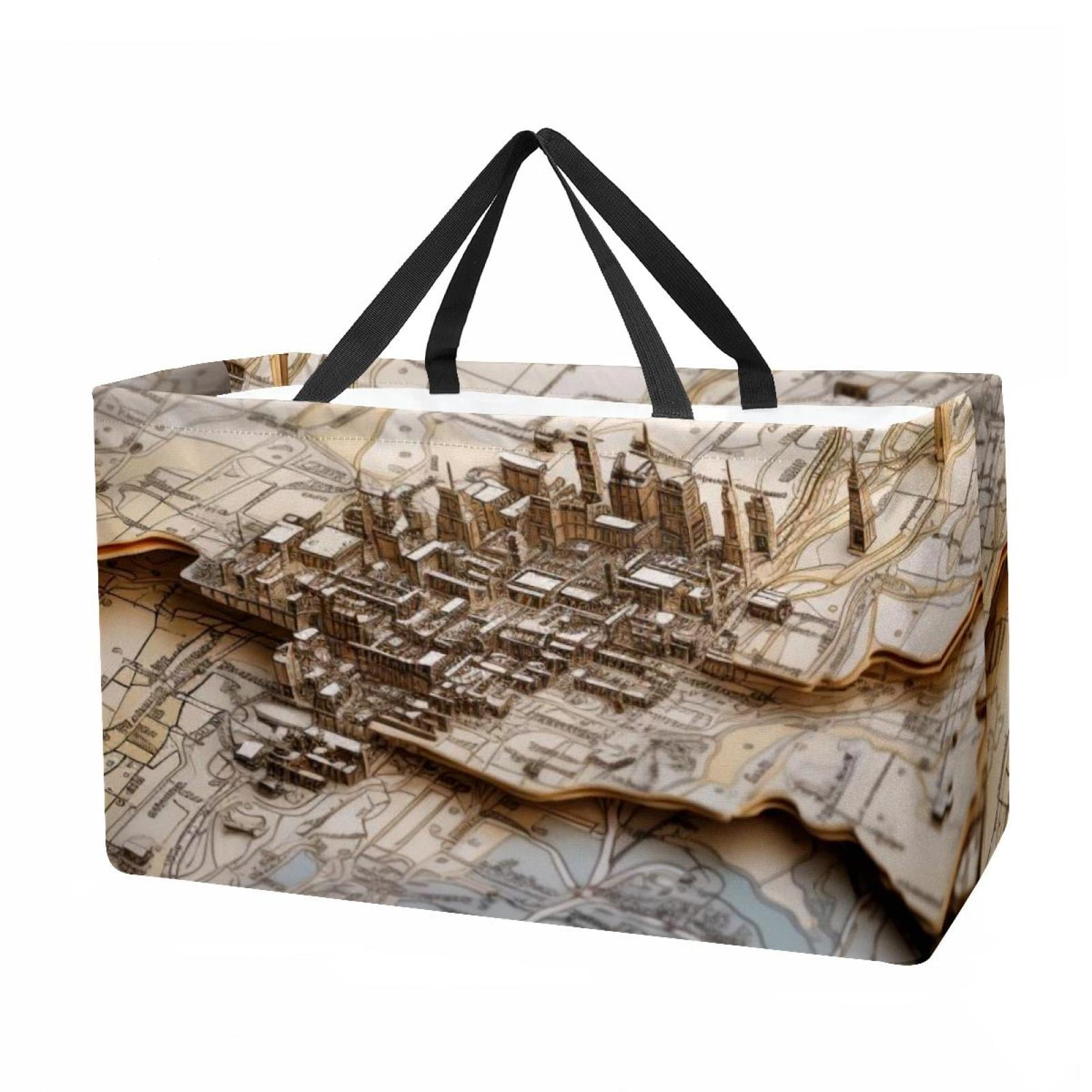 Map section Large Capacity Reusable Foldable Beach Bag with Collapsible ...