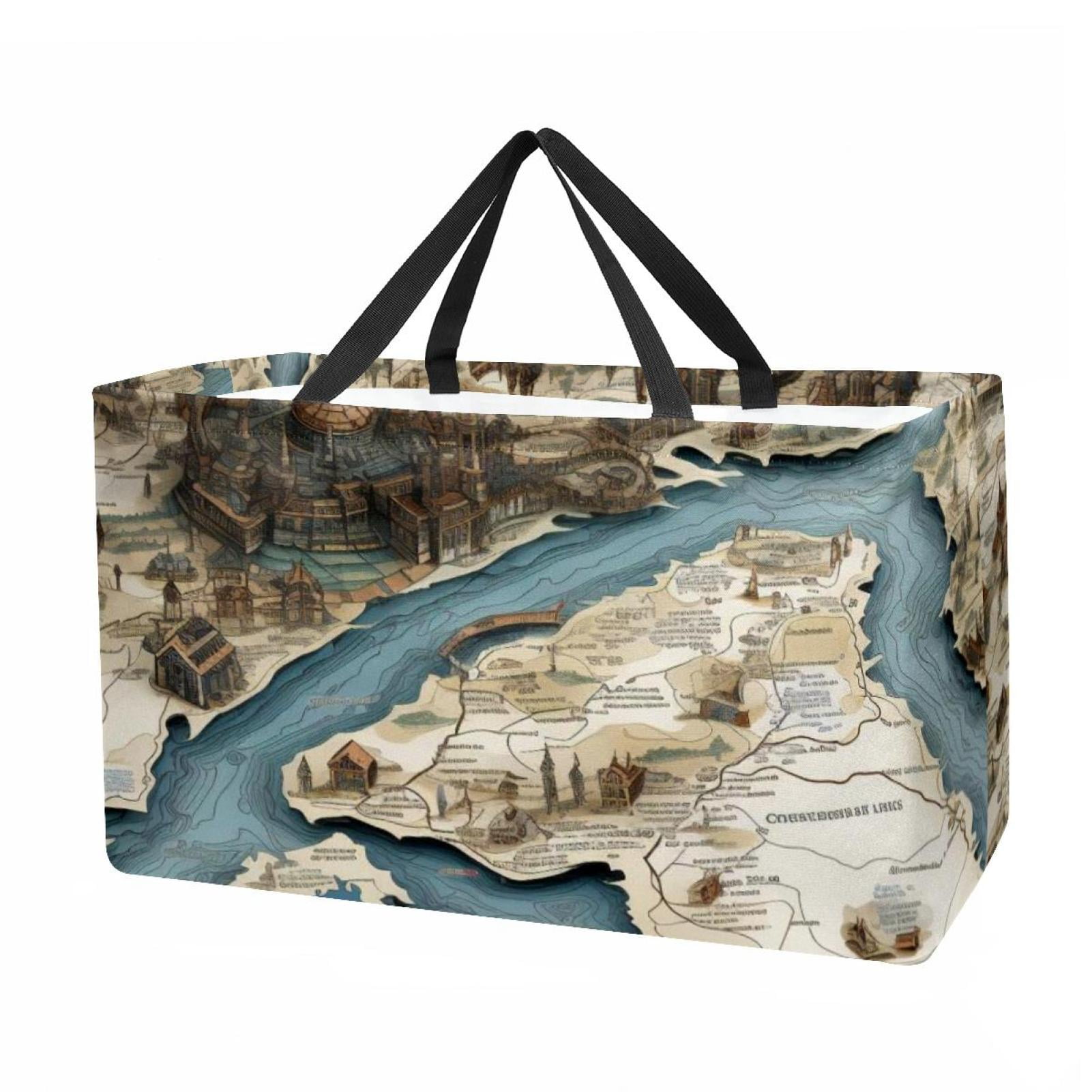 Map section Large Capacity Reusable Foldable Oxford Cloth Picnic Basket ...