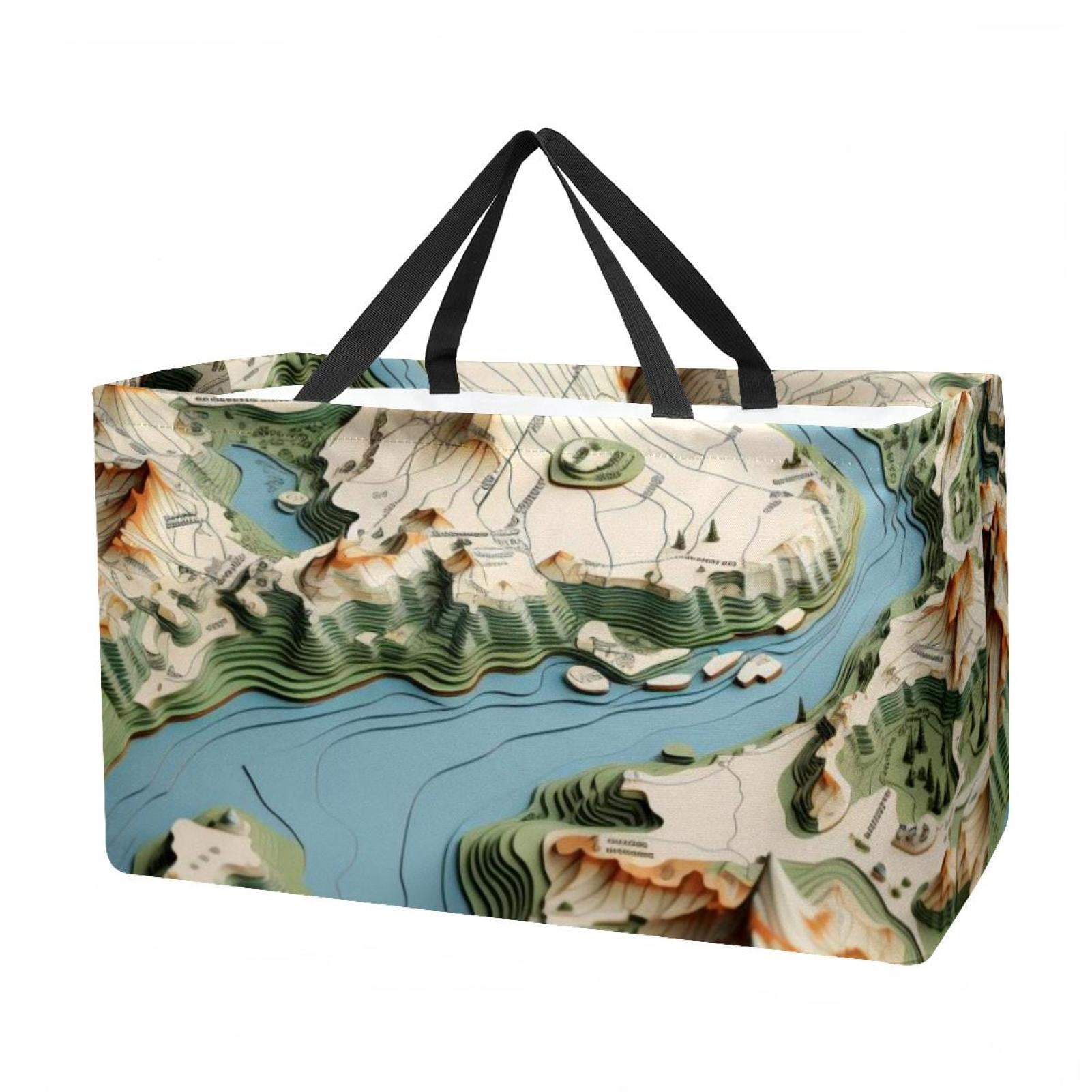 Map section Large Capacity Reusable Shopping Basket Oxford Cloth Picnic ...