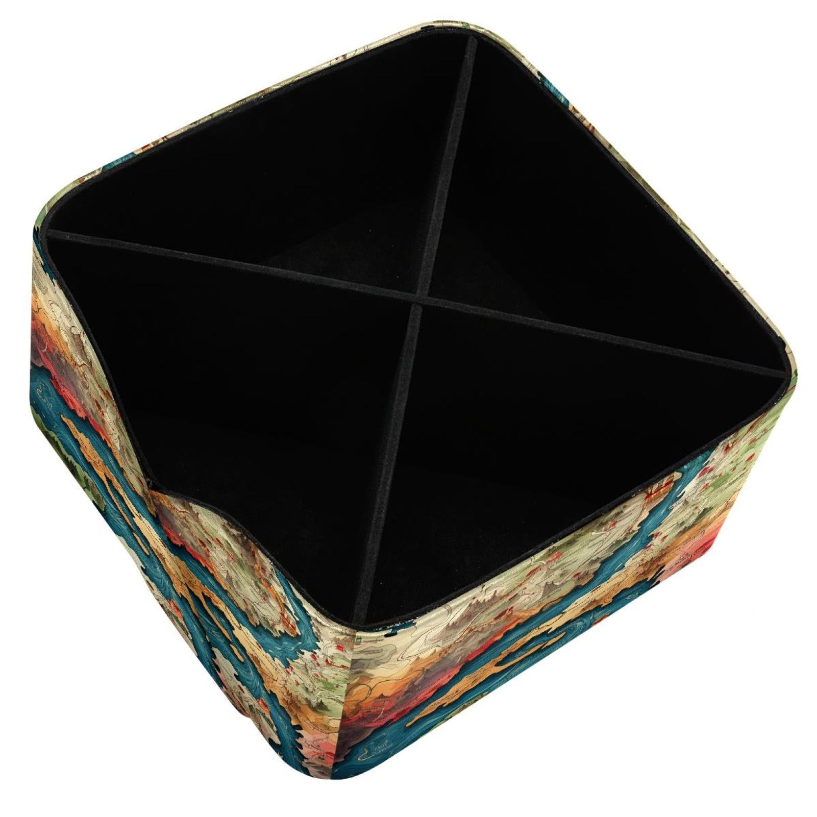 Map section Square Pen Holder with 4 Compartments, Removable Dividers ...