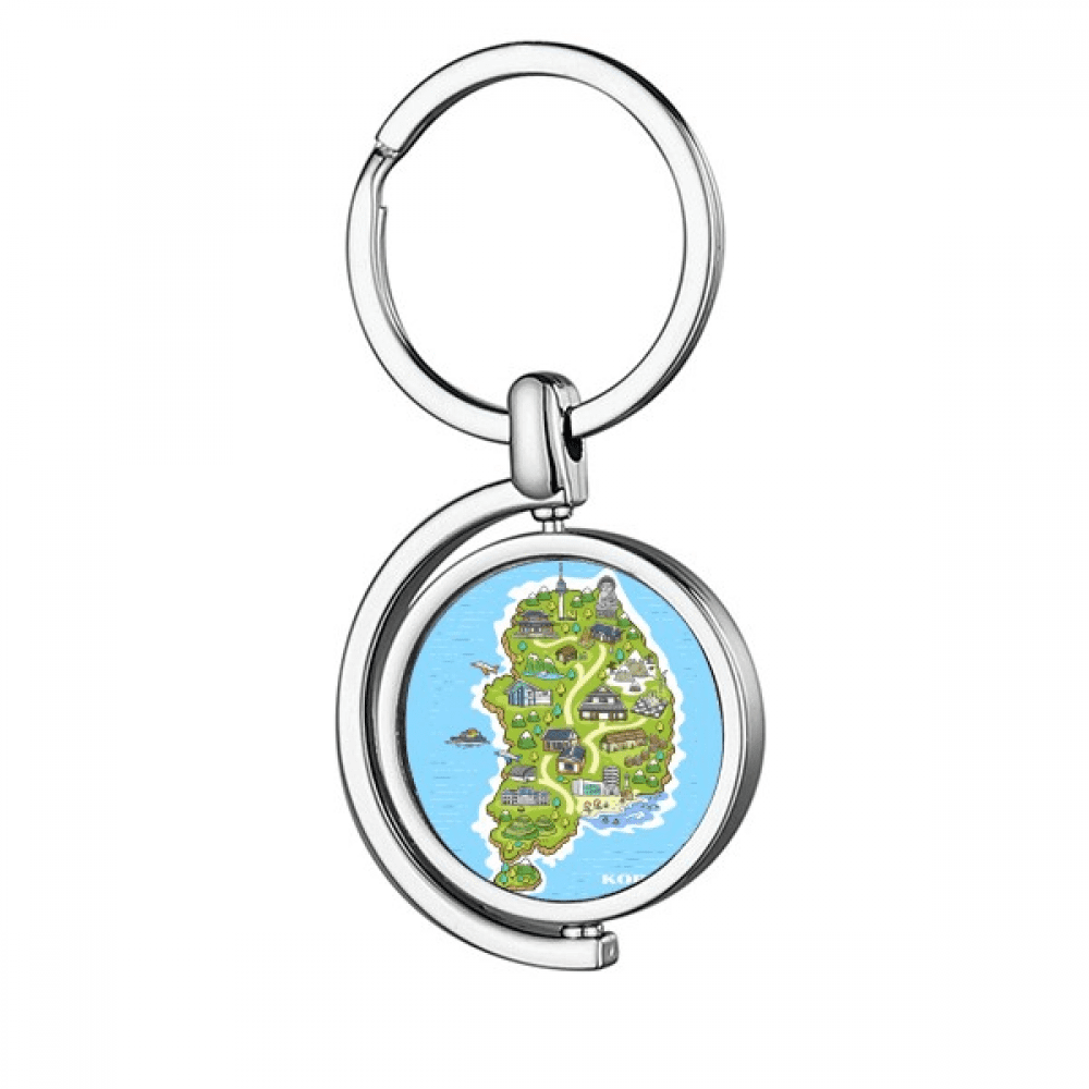 Map showing popular landmarks in Korea Rotating Keychain Metal Keyring ...
