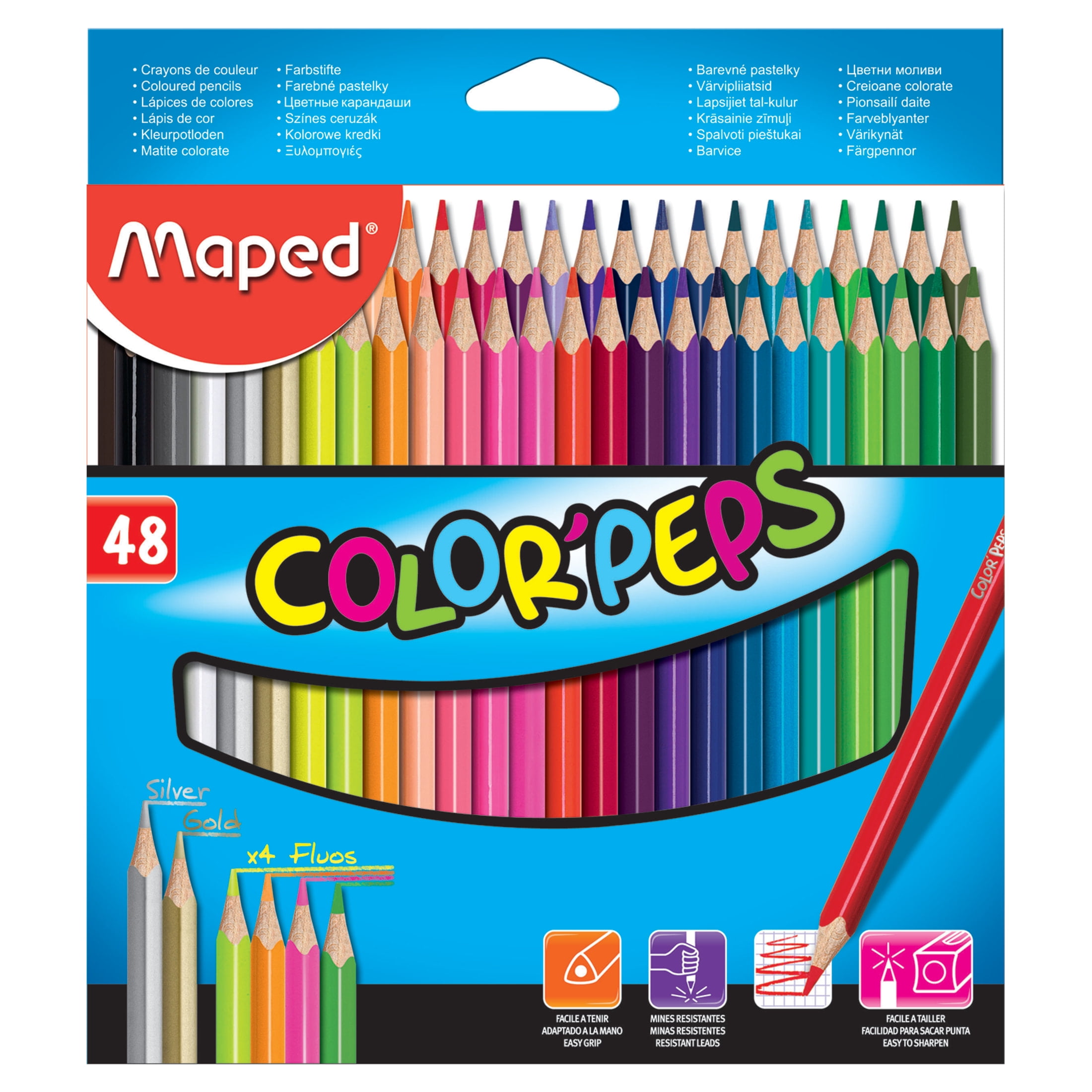 Maped Color'Peps Colored Pencil Set, 48-Pencils - Walmart.com