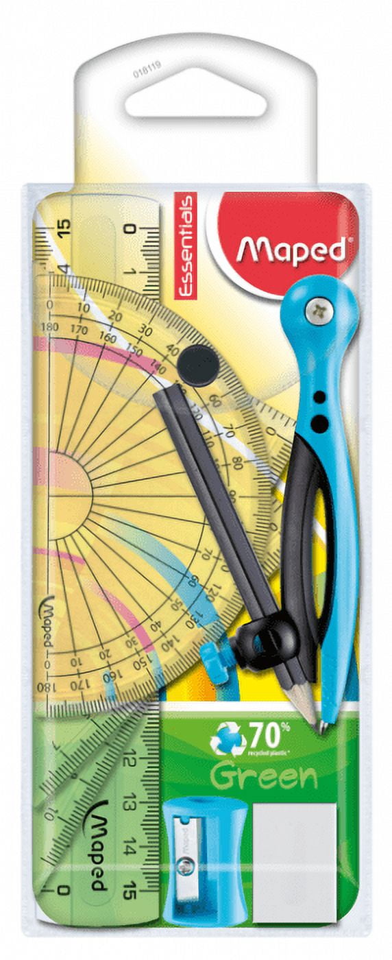 Maped Essentials, 8 Piece, Math Set, Plastic Pouch, Assorted Colors ...