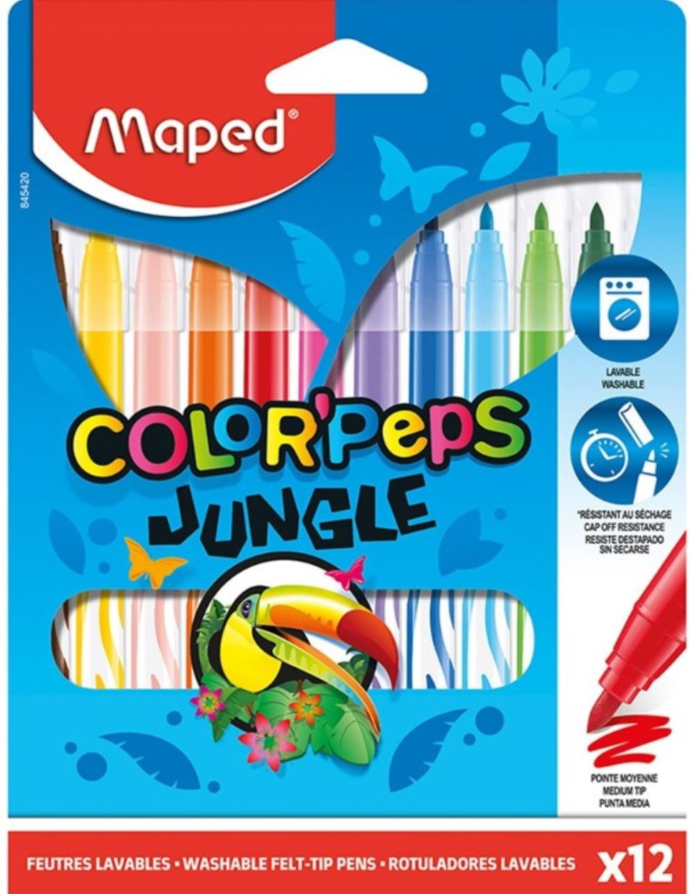 Maped-Helix Color 'Peps Fine Tip Washable Markers Jungle (Pack of 20 ...