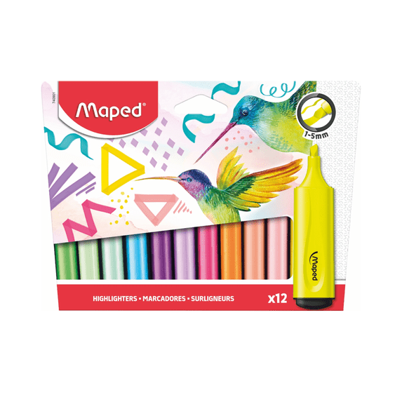 Maped Fluo Peps Highlighter Set, Assorted Colors, Extra-Soft Tips ...