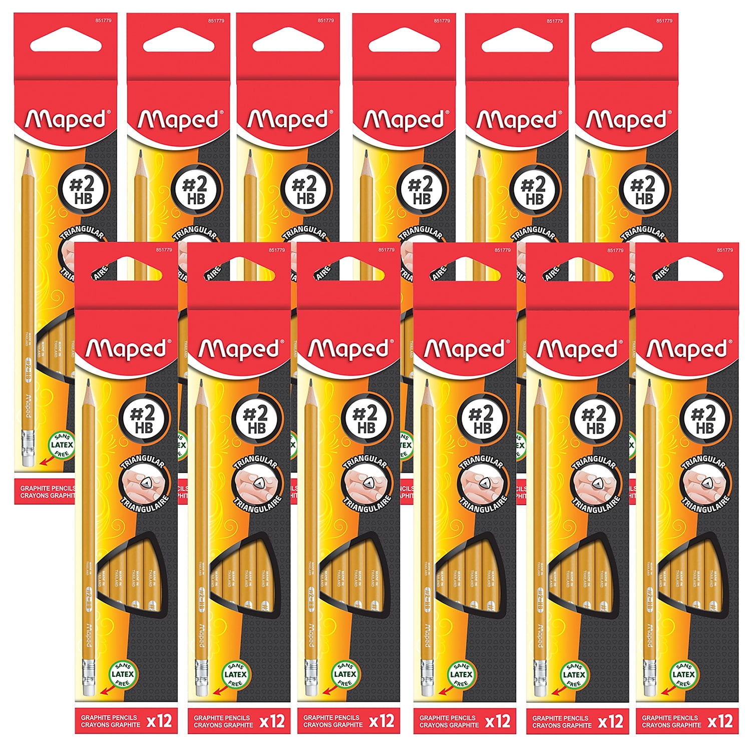 Maped Essentials Triangular Pencil #2, Pre-Sharpened, HB Graphite, 12 ...