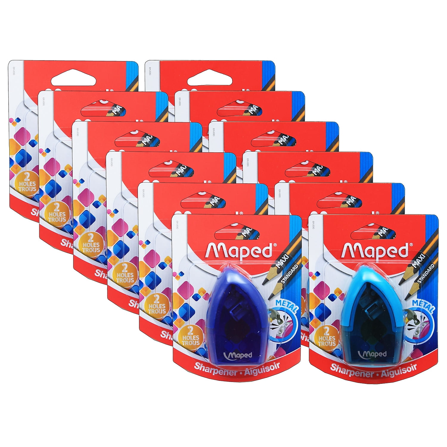 Maped Tonic 2-Hole Sharpener Assorted Colors Pack of 12 (MAP069149-12 ...