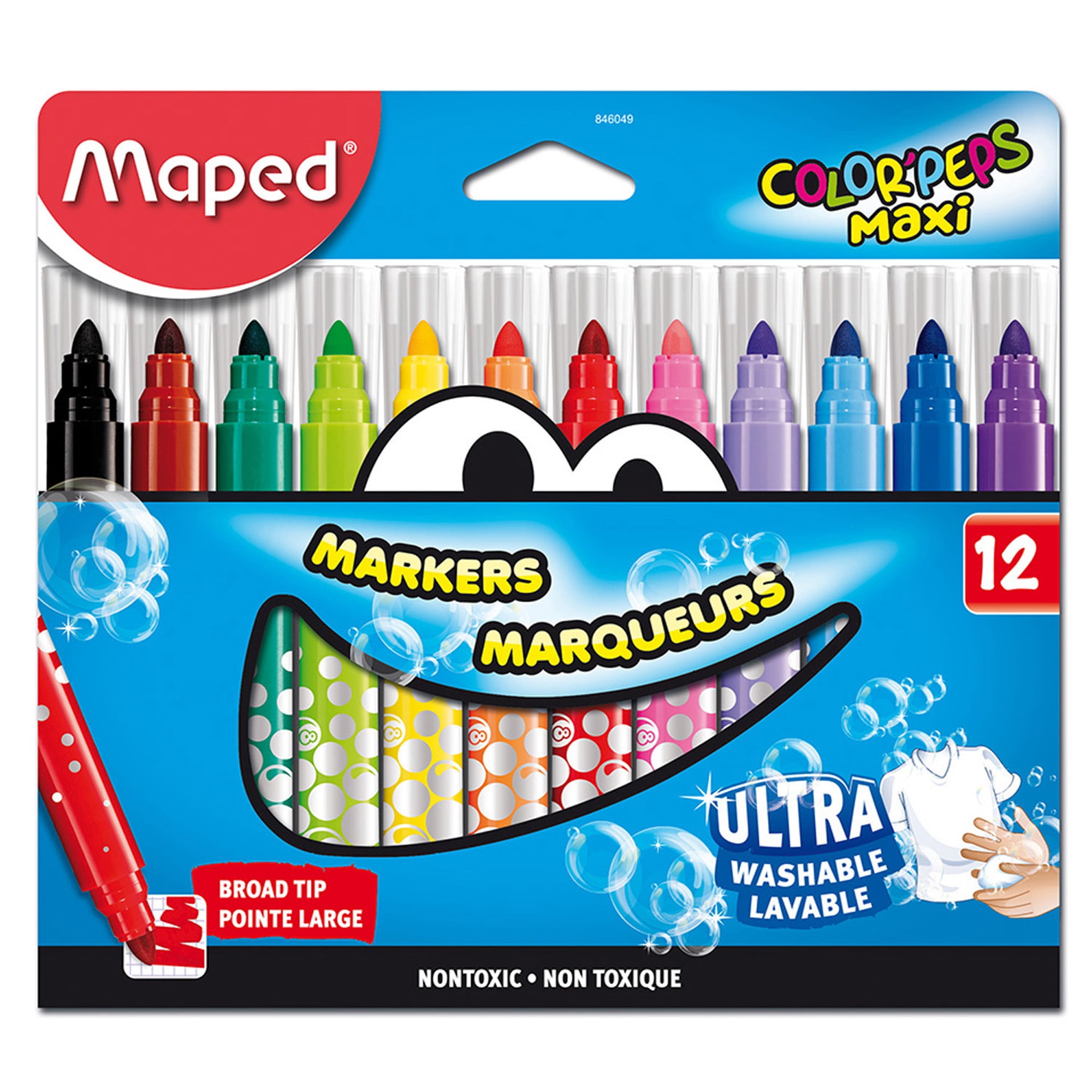 Maped Ultra-Washable Broad Tip Markers, 12 Per Pack, 3 Packs - Walmart.com