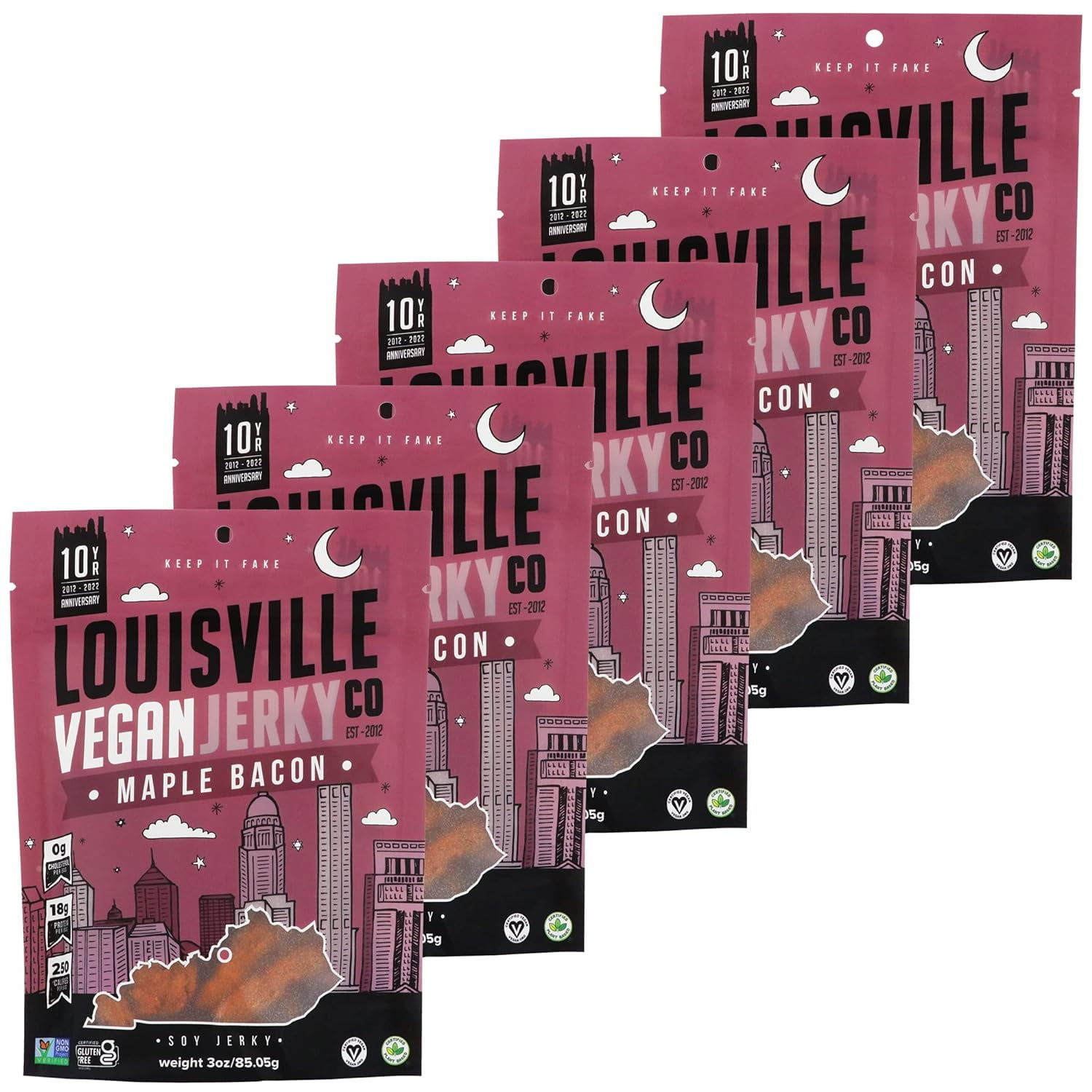 Maple Bacon, Vegetarian and Vegan Friendly Jerky, 21 Grams of Non-GMO ...