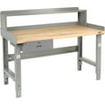 Maple Butcher Block Square Edge Top Workbench with Drawer & Riser, 60"W ...