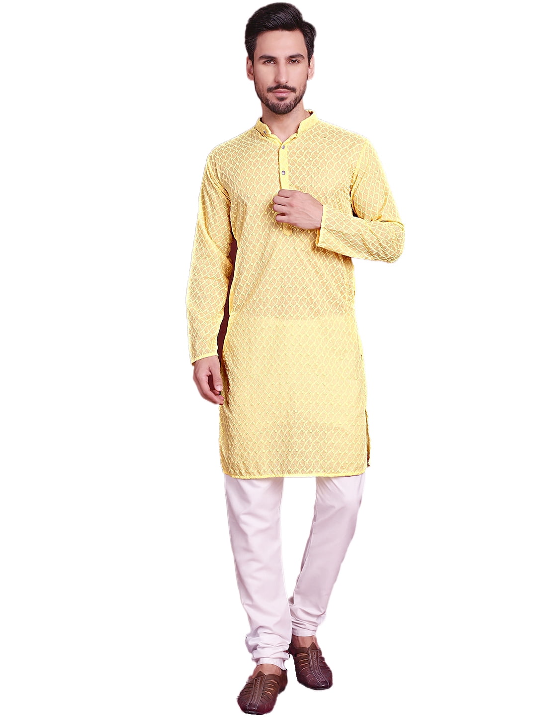 Maple Clothing Ethnic Wear Indian Men's Chikan Kurta Pajama Cotton ...