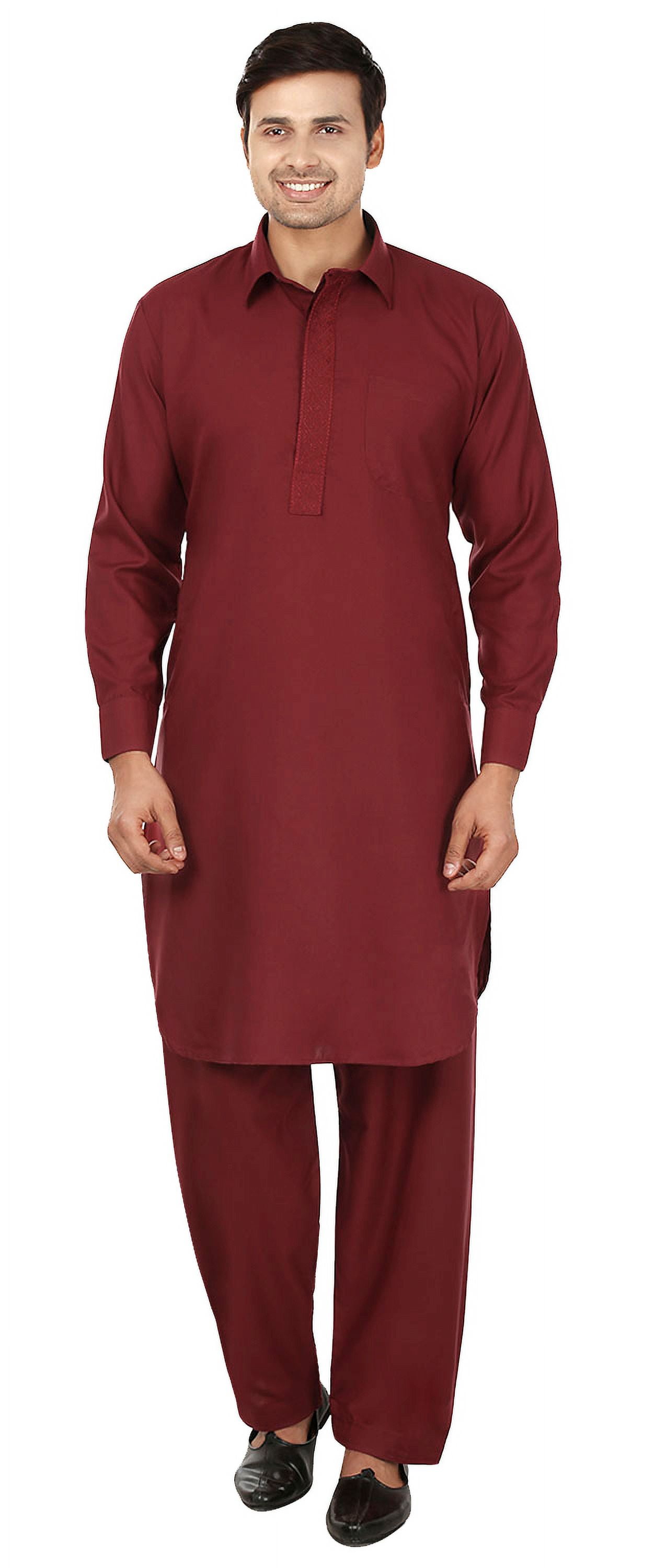 Maple Clothing Kurta Pajama India Clothing Party Wear for Men (Maroon ...