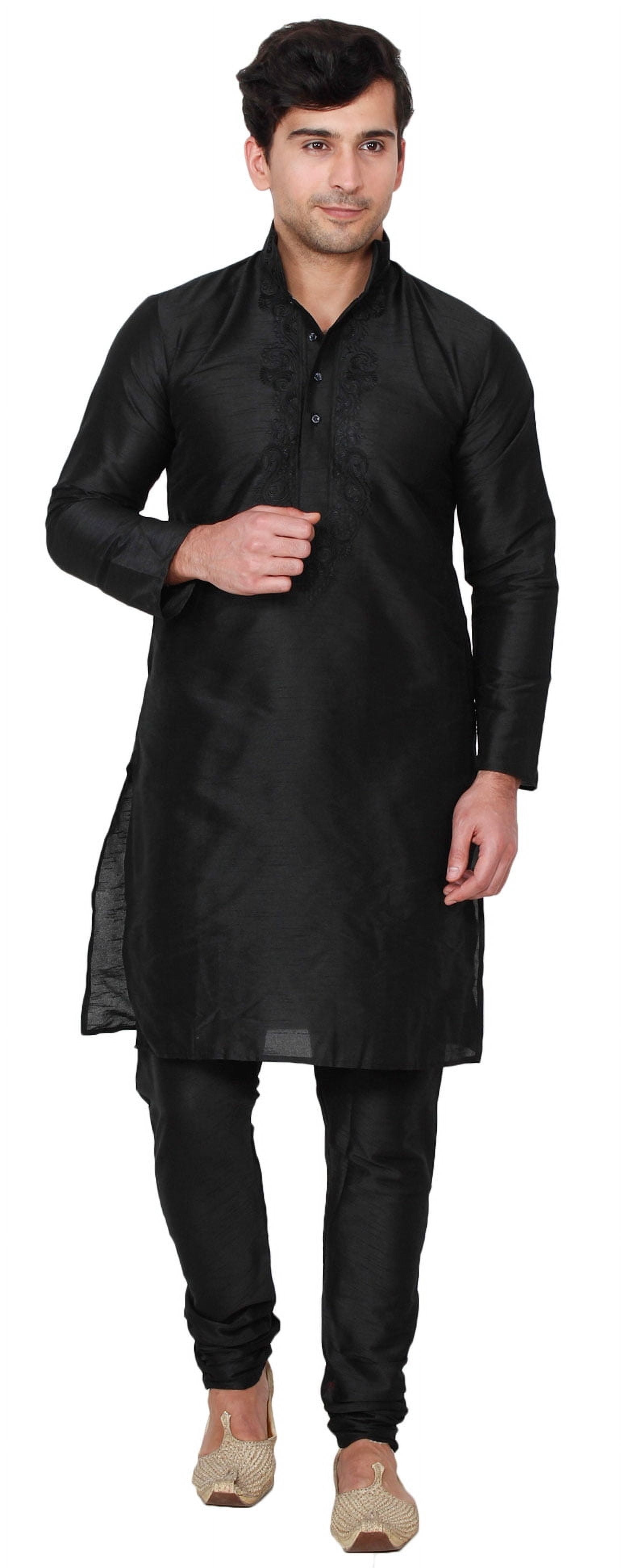 Maple Clothing Kurta Pajama India Clothing Wedding Dress for Men (Black ...