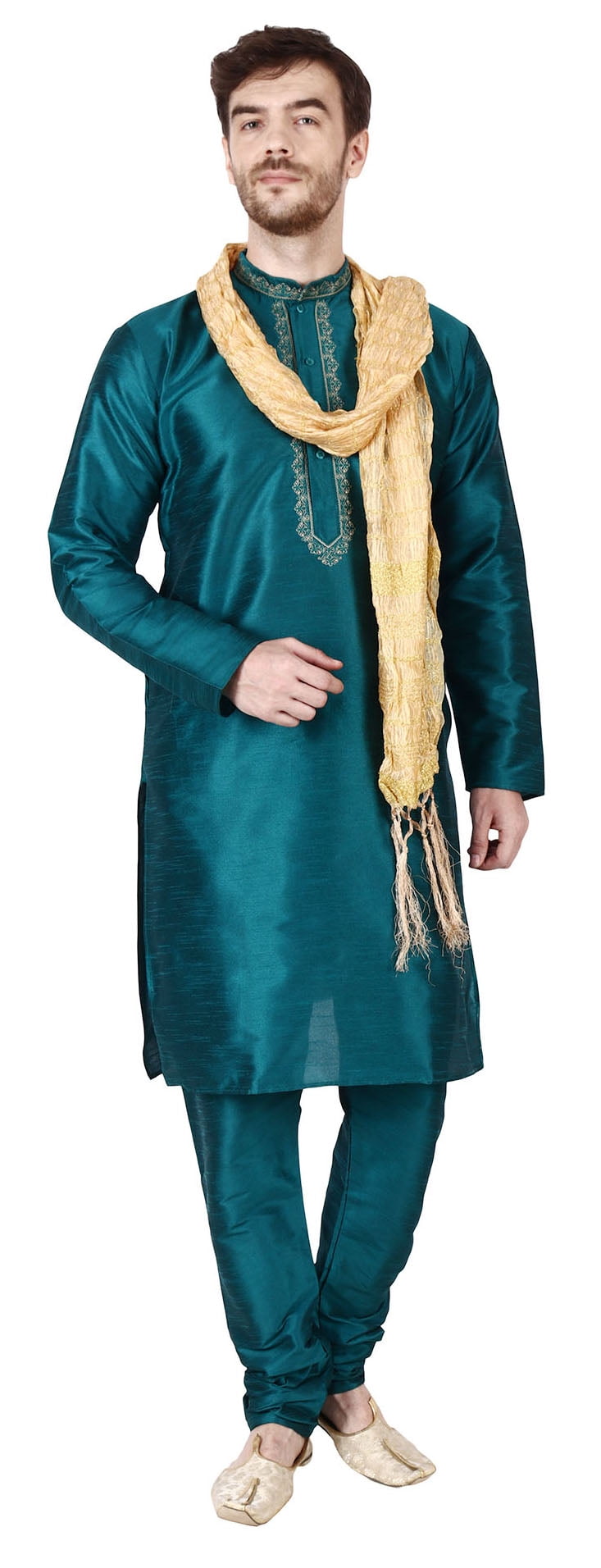 Maple Clothing Kurta Pajama Scarf India Ethnic Wedding Dress (Turquoise ...