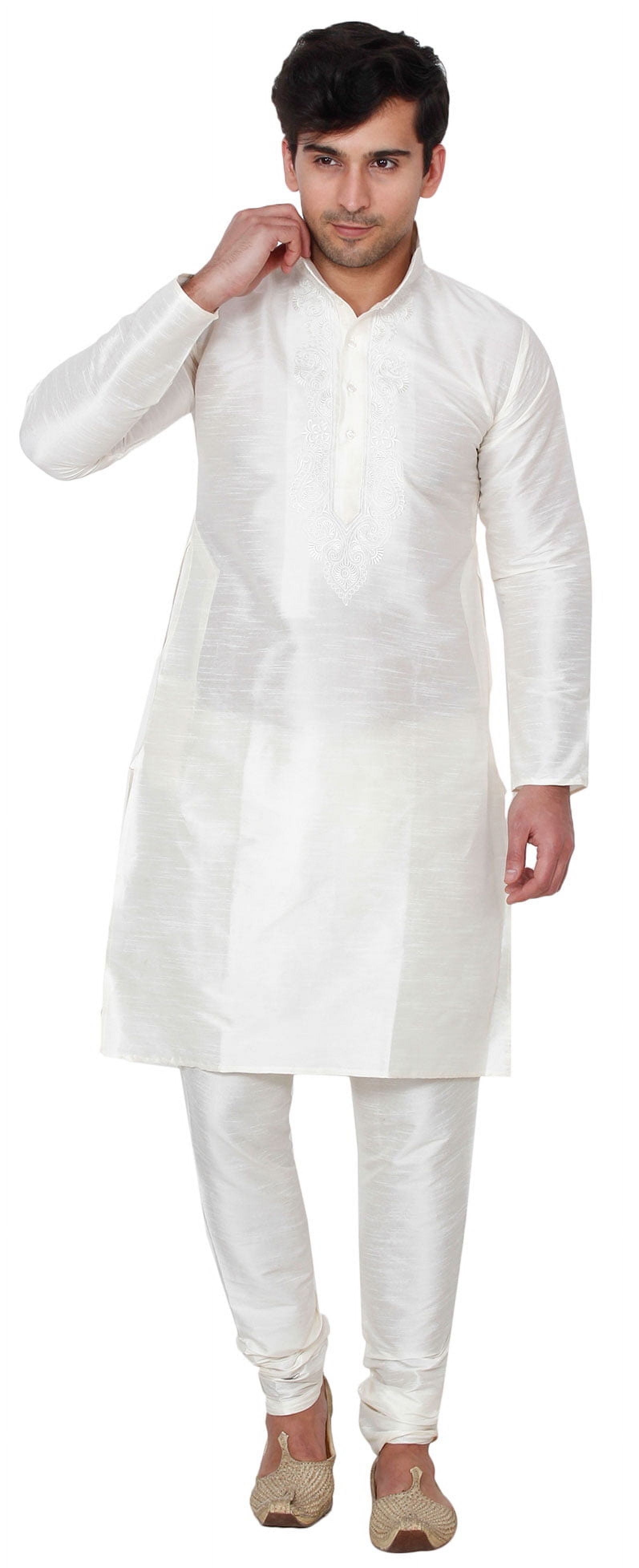 Maple Clothing Men's Kurta Pajama India Arty Wear Clothing (Off-White ...