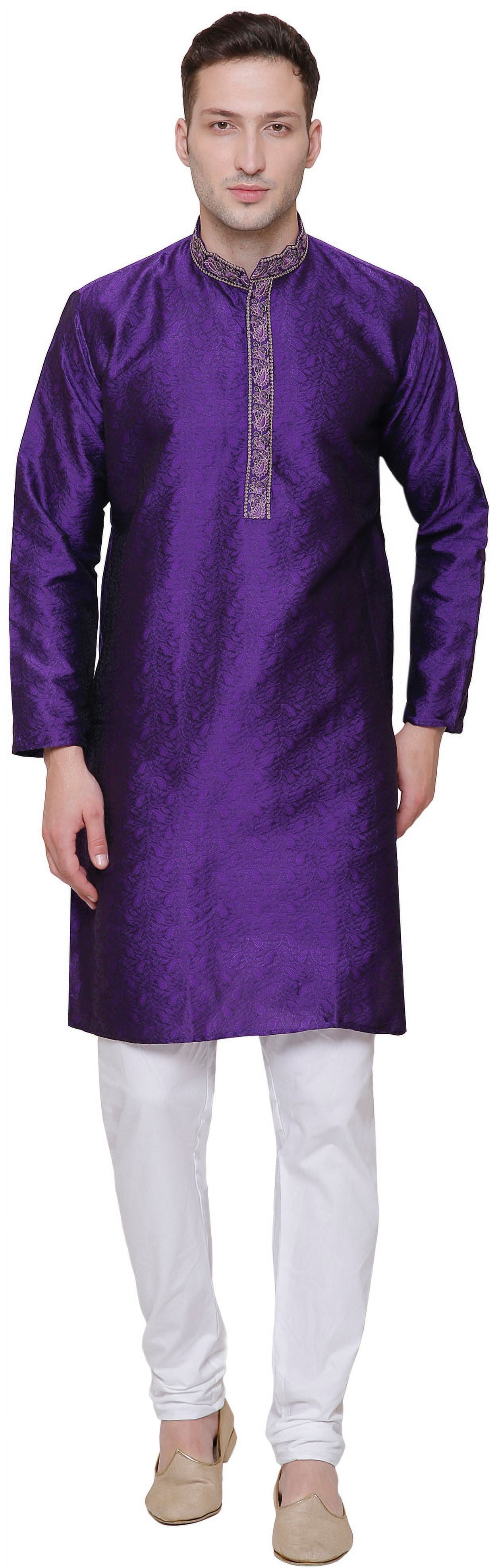 Maple Clothing Men's Kurta Pajama Indian Wedding Party Wear (Purple, L ...