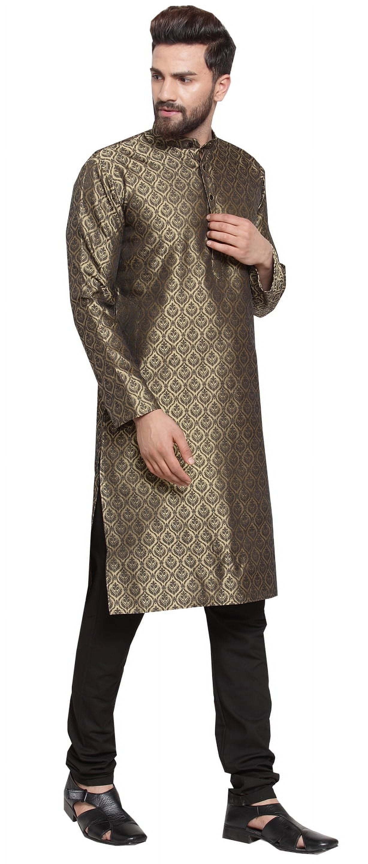 Maple Clothing Traditional Men's Brocade Poly Silk Kurta Pajama Indian ...
