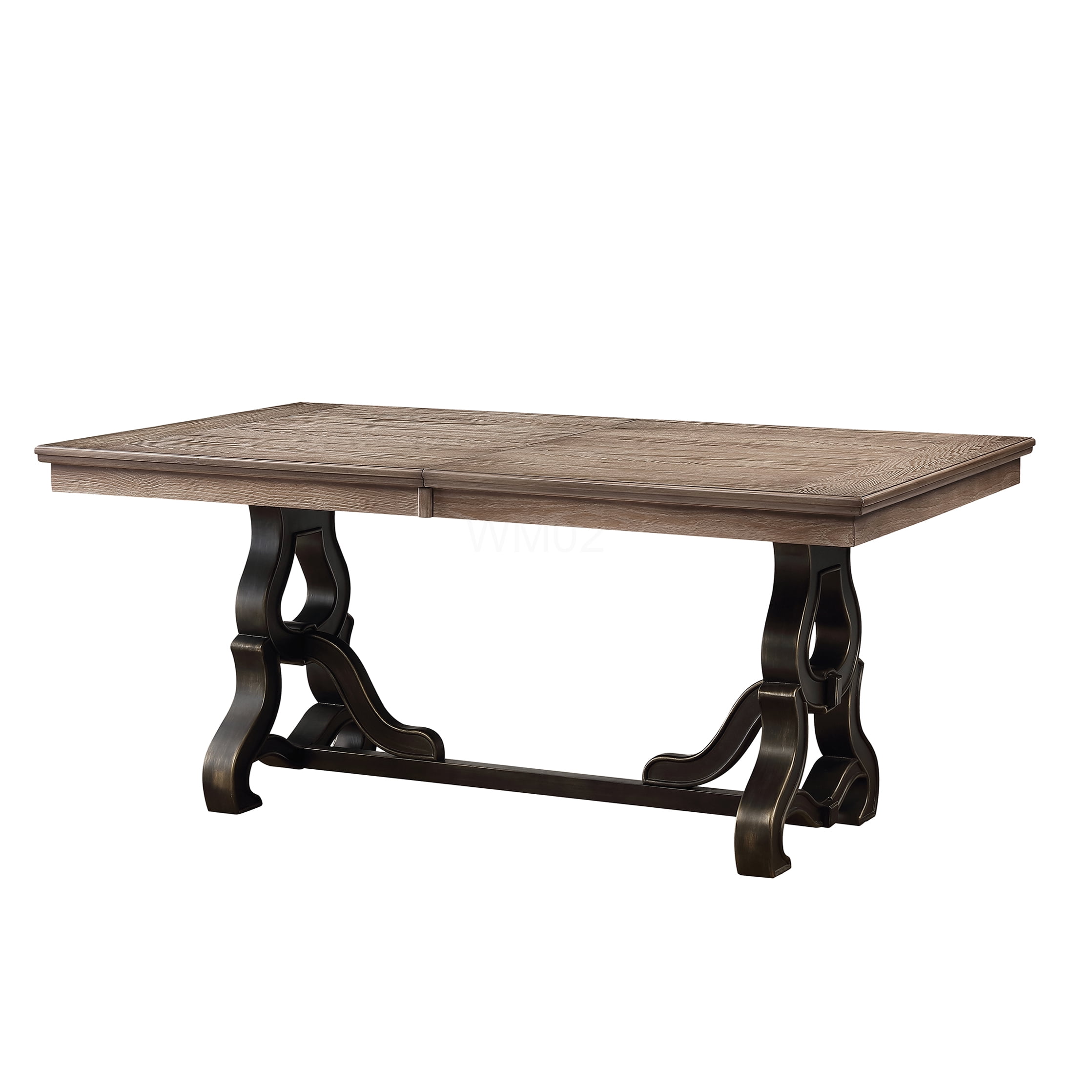 Maple Finish Expandable Dining Table with Removable Leaf, Trestle Base ...