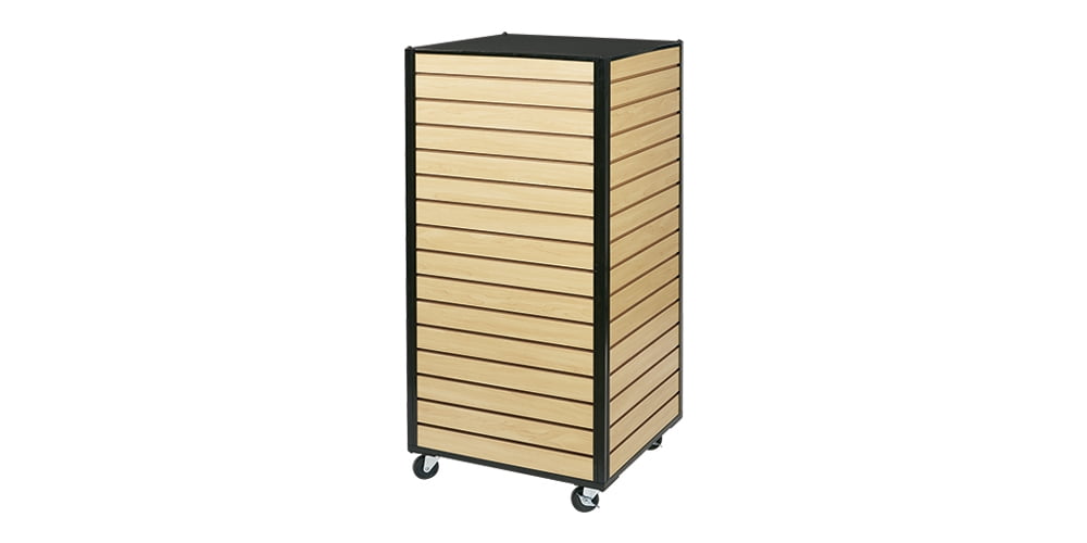 SSWBasics Maple Framed Rolling Slatwall Tower 23 5/8"W x 23 5/8"D x 52 ...