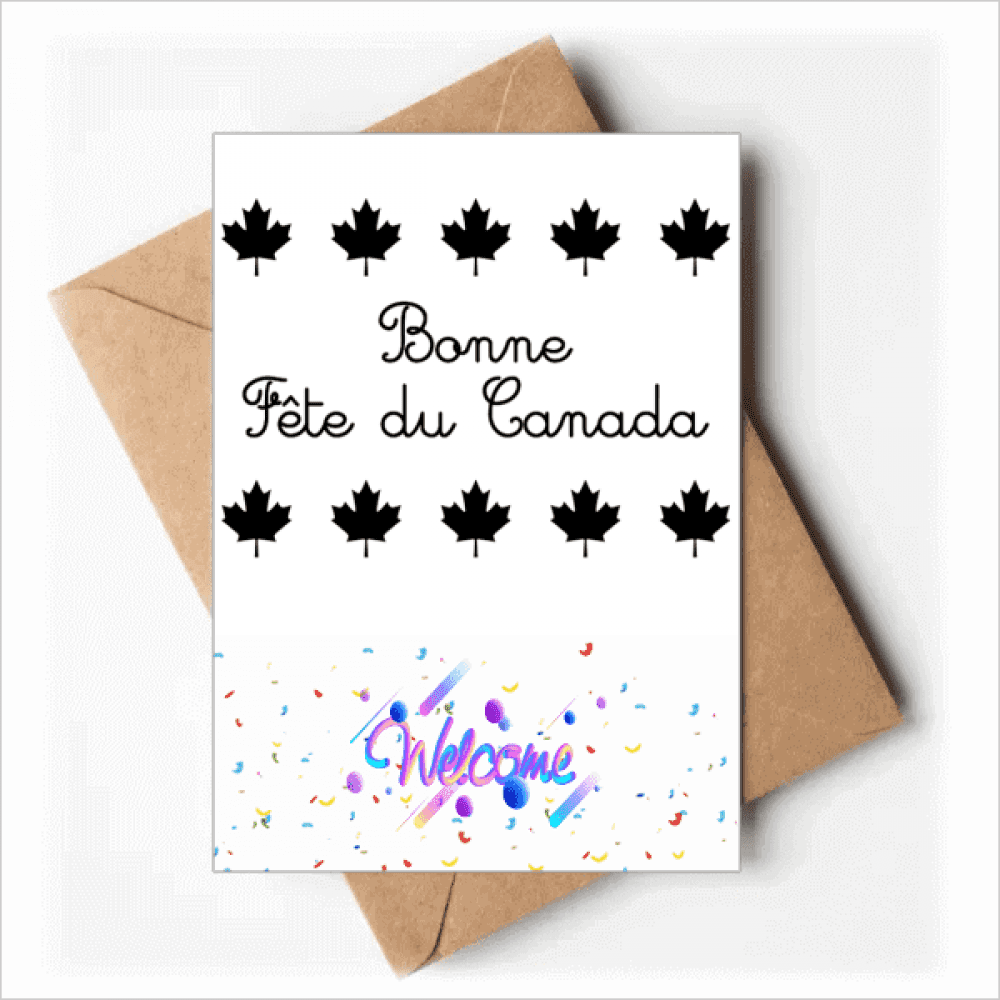 Maple Happy Canada Day Red Slogan Welcome Back Greeting Cards Envelopes ...