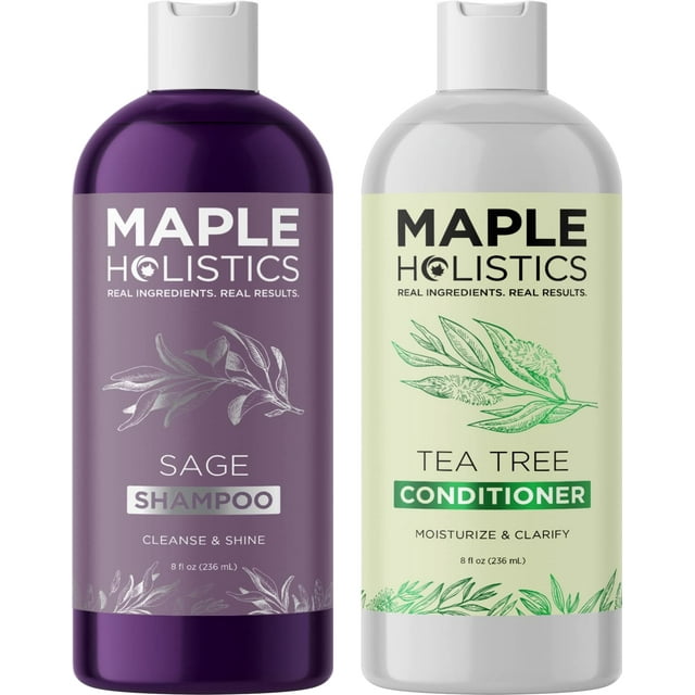 Maple Holistics Sage Shampoo and Tea Tree Conditioner Set for Dry Scalp ...