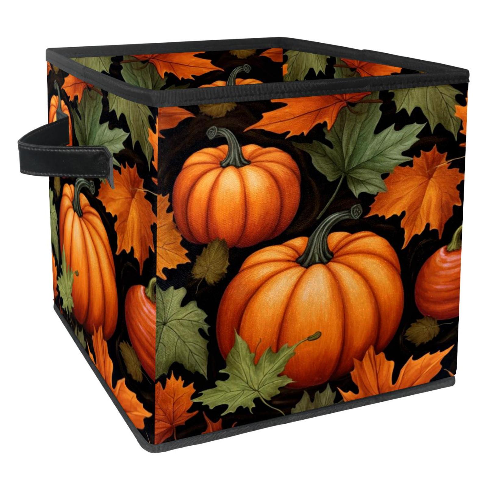 Maple Ieaf Pumpkin Foldable Storage Cubes with Handle, 10.8"x10.5"x10.6 ...