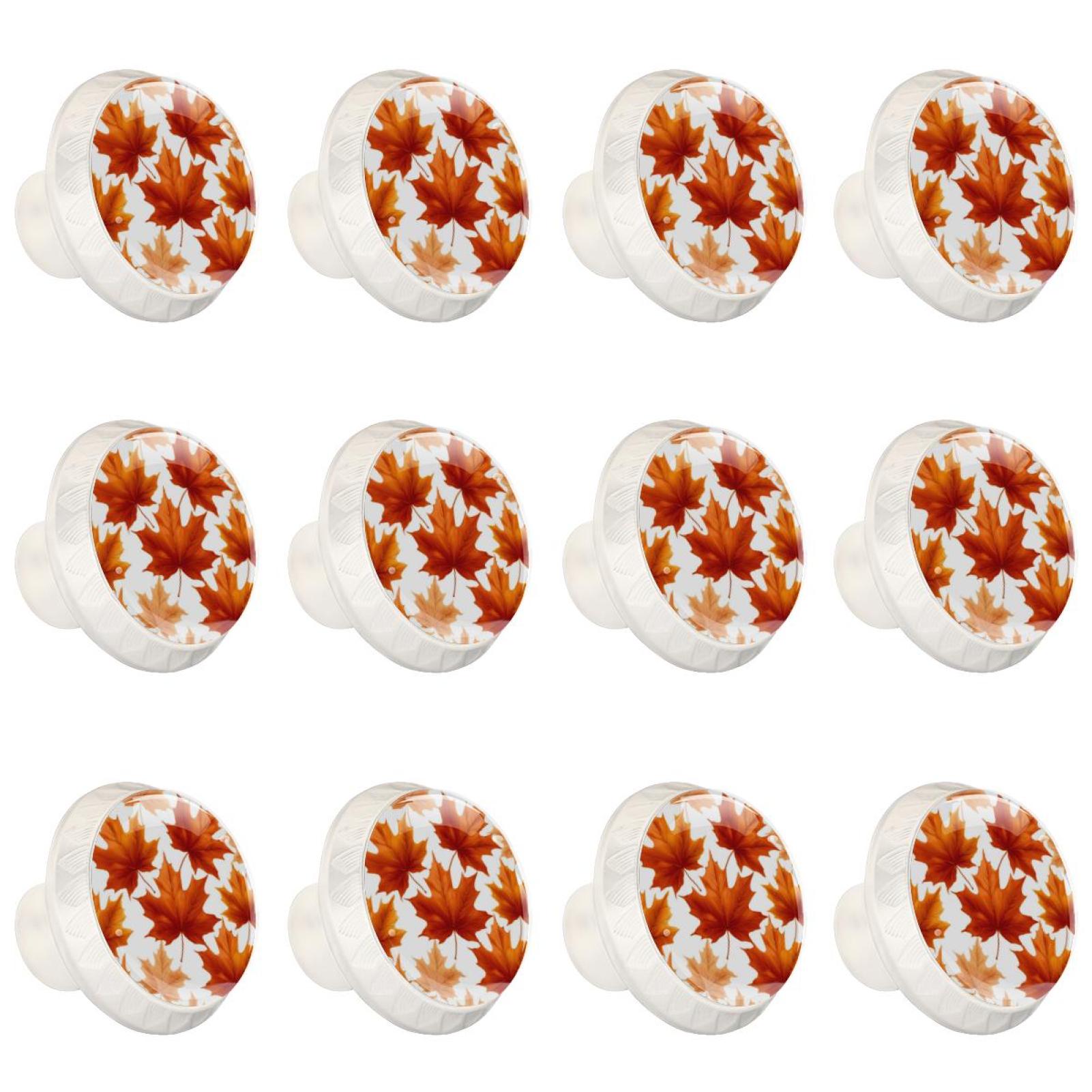 Maple Leaf 12 Pcs White Round Drawer Pulls with Screws,ABS and Glass ...