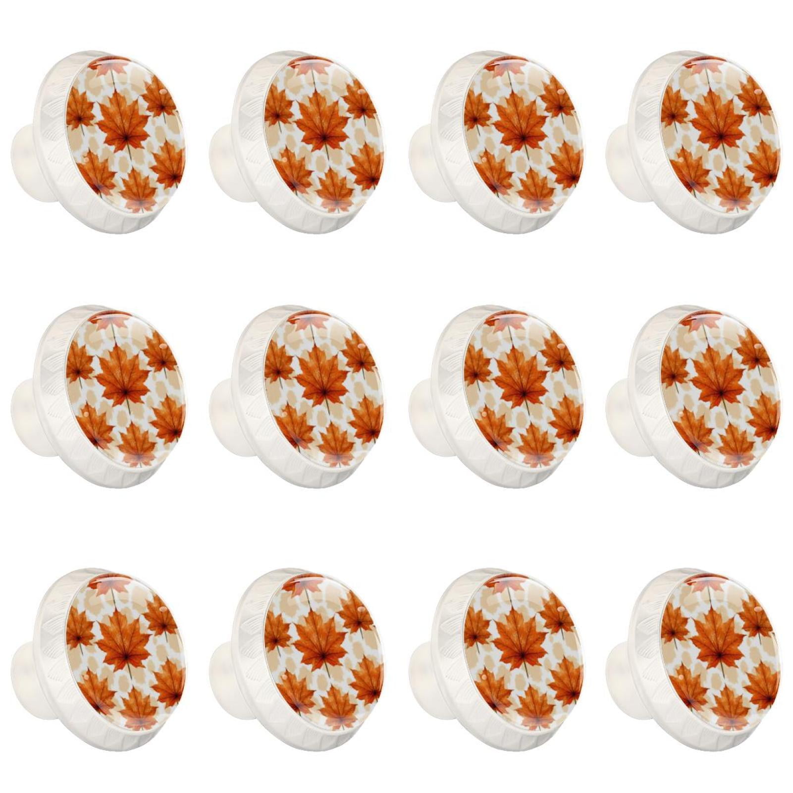Maple Leaf 12 Pcs White Round Drawer Pulls with Screws,ABS and Glass ...