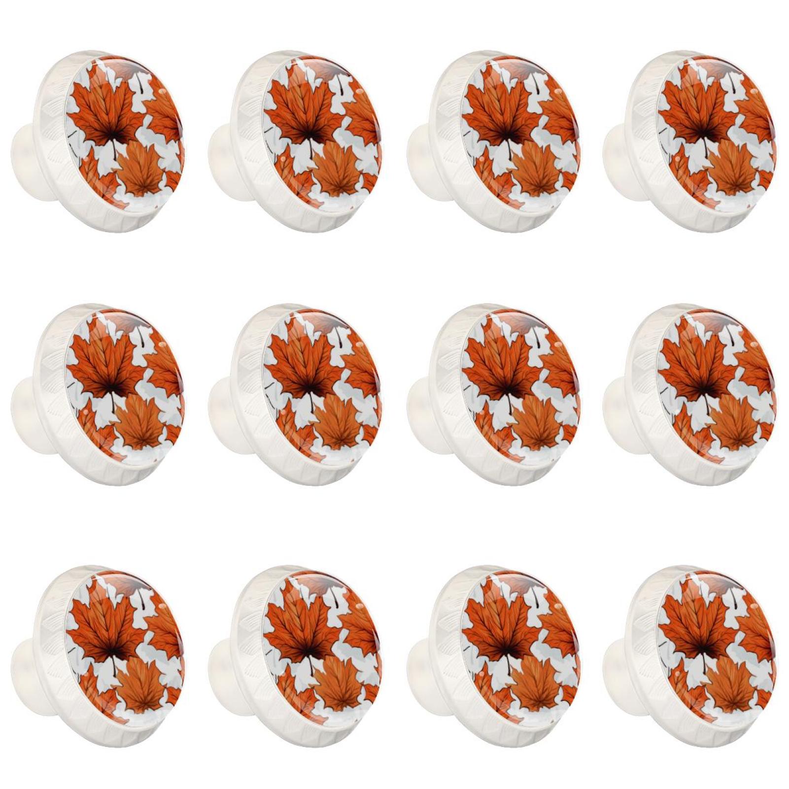 Maple Leaf 12 Pcs White Round Drawer Pulls with Screws,ABS and Glass ...