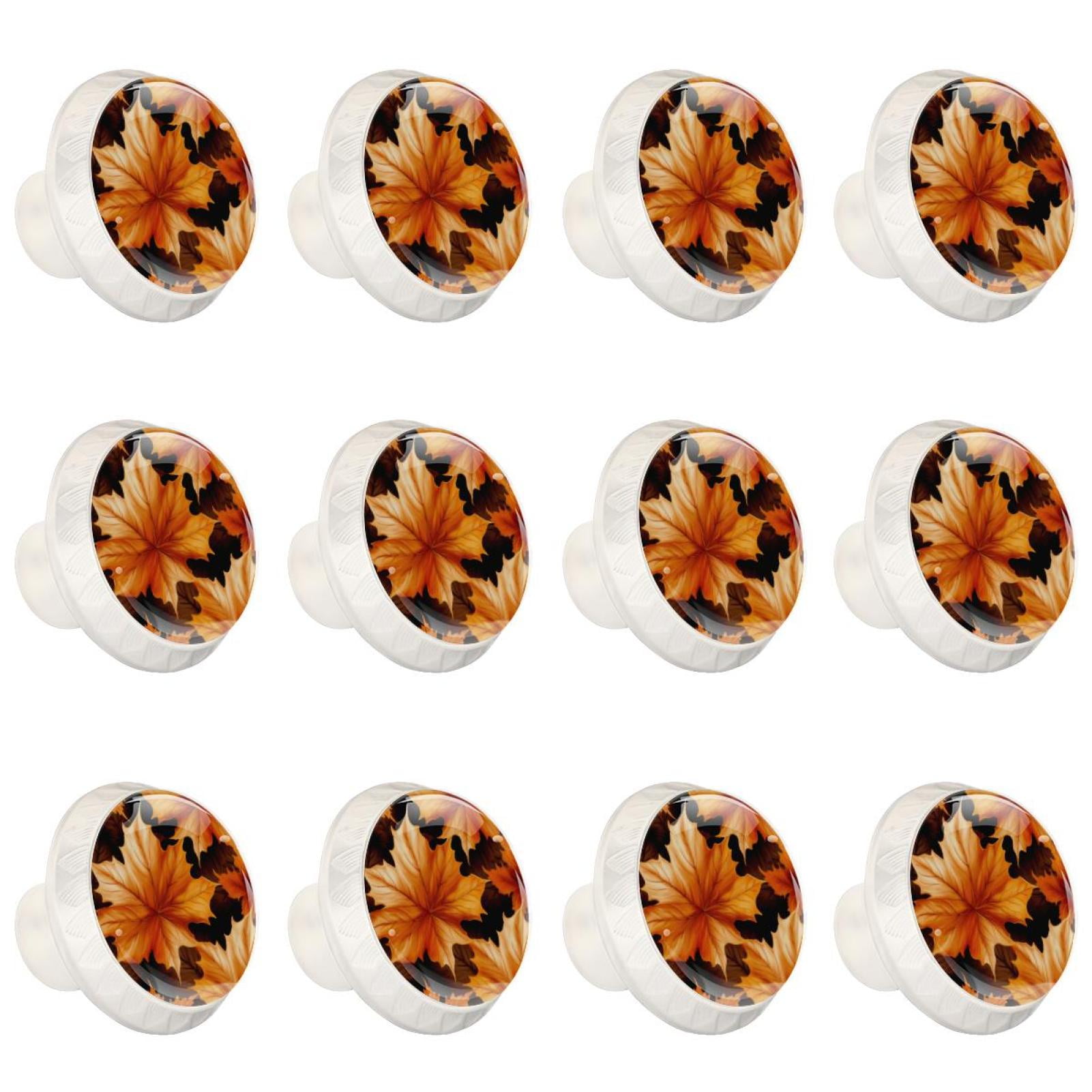 Maple Leaf 12 Pcs White Round Drawer Pulls with Screws,ABS and Glass ...
