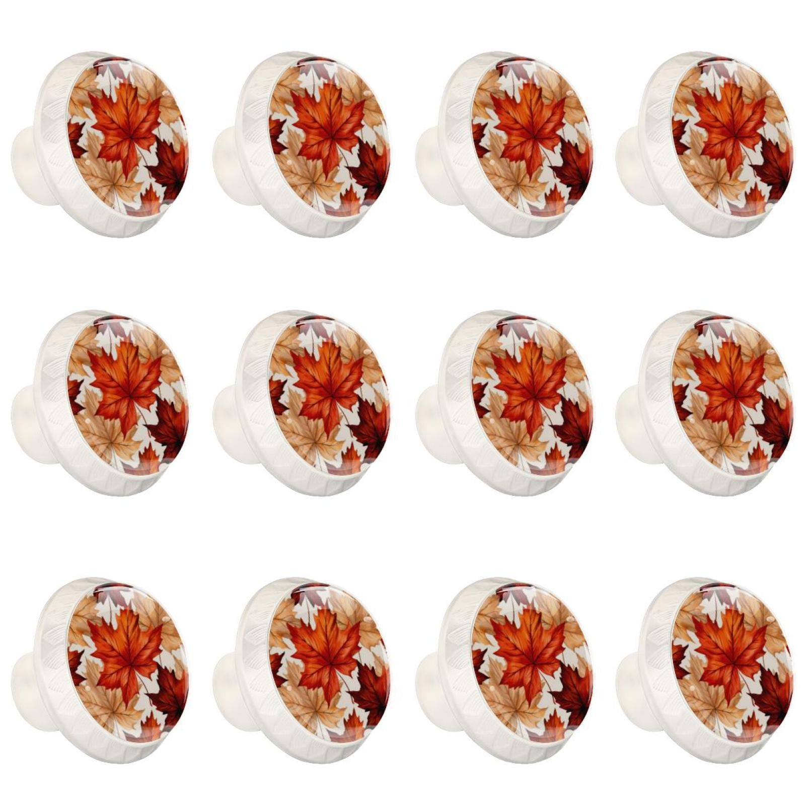 Maple Leaf 12 Pcs White Round Drawer Pulls with Screws,ABS and Glass ...