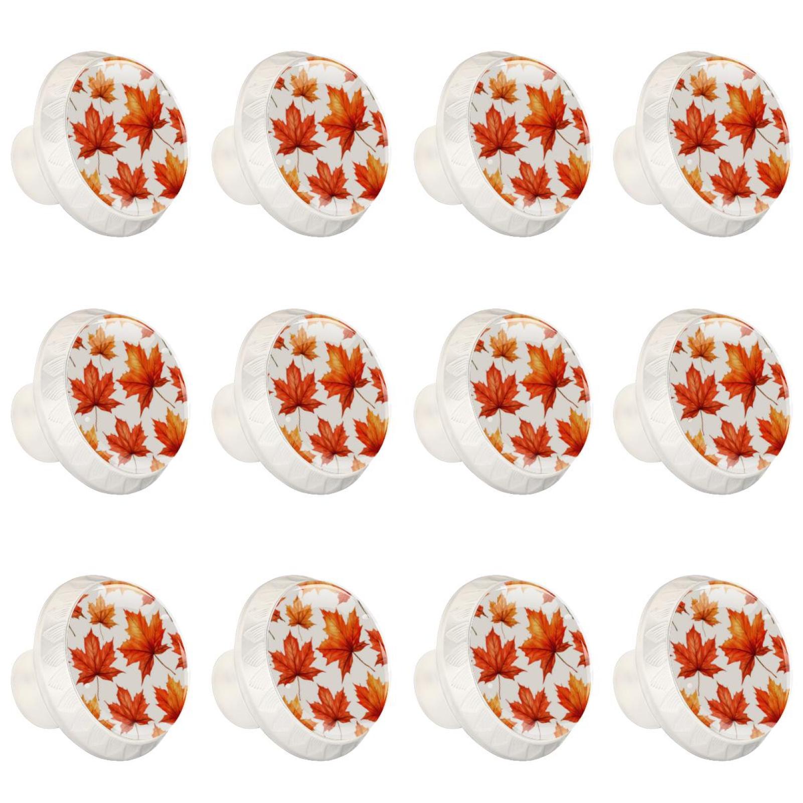 Maple Leaf 12 Pcs White Round Drawer Pulls with Screws,ABS and Glass ...
