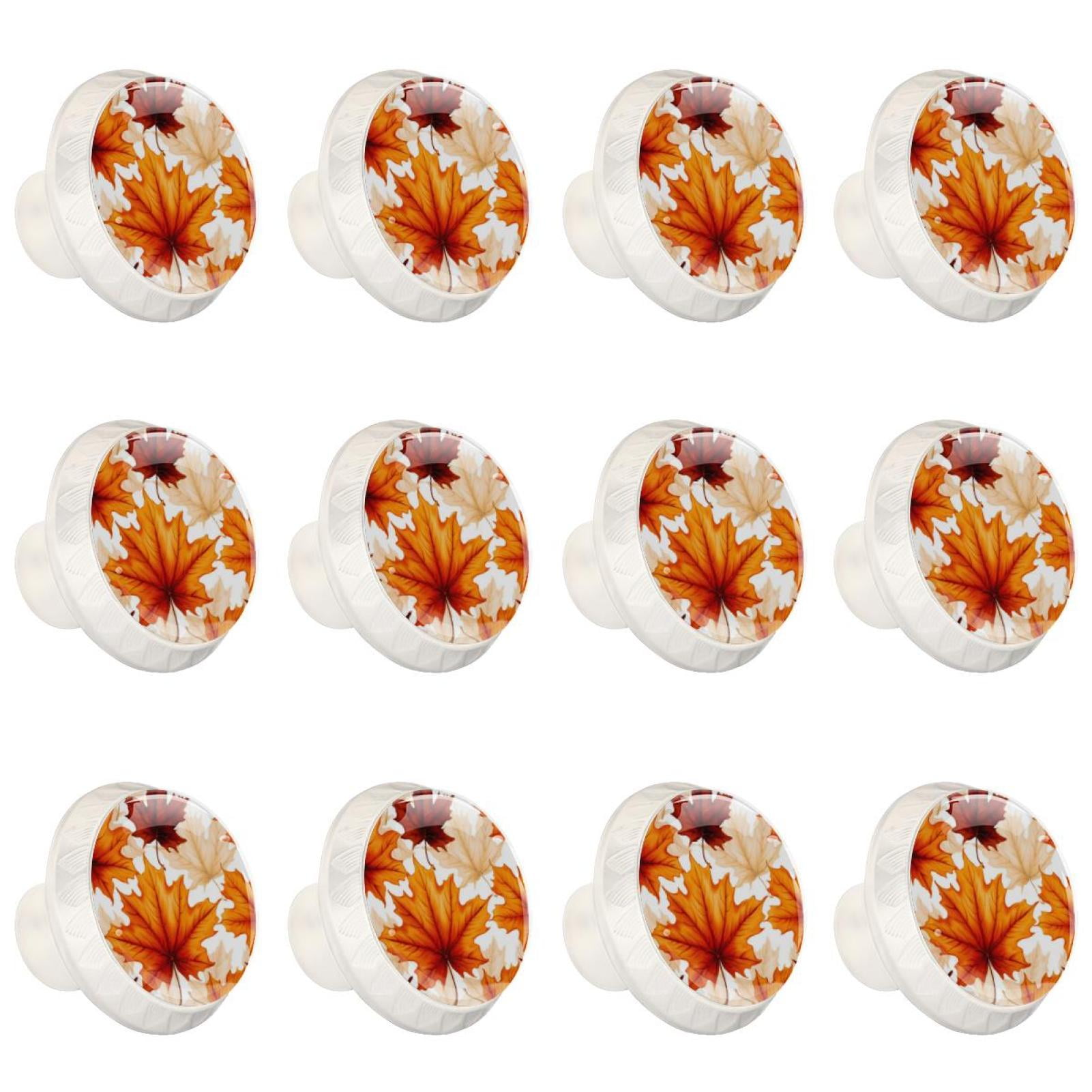 Maple Leaf 12 Pcs White Round Drawer Pulls with Screws,ABS and Glass ...