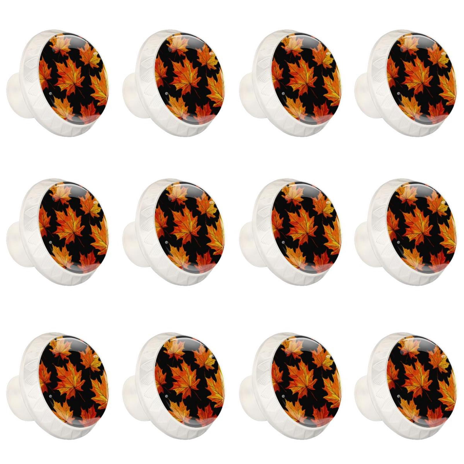 Maple Leaf 12 Pcs White Round Drawer Pulls with Screws,ABS and Glass ...