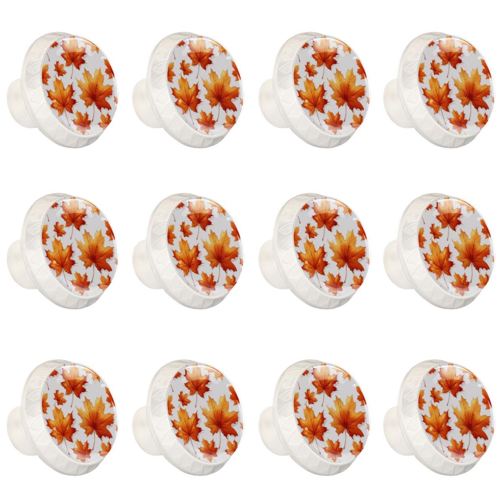 Maple Leaf 12 Pcs White Round Drawer Pulls with Screws,ABS and Glass ...
