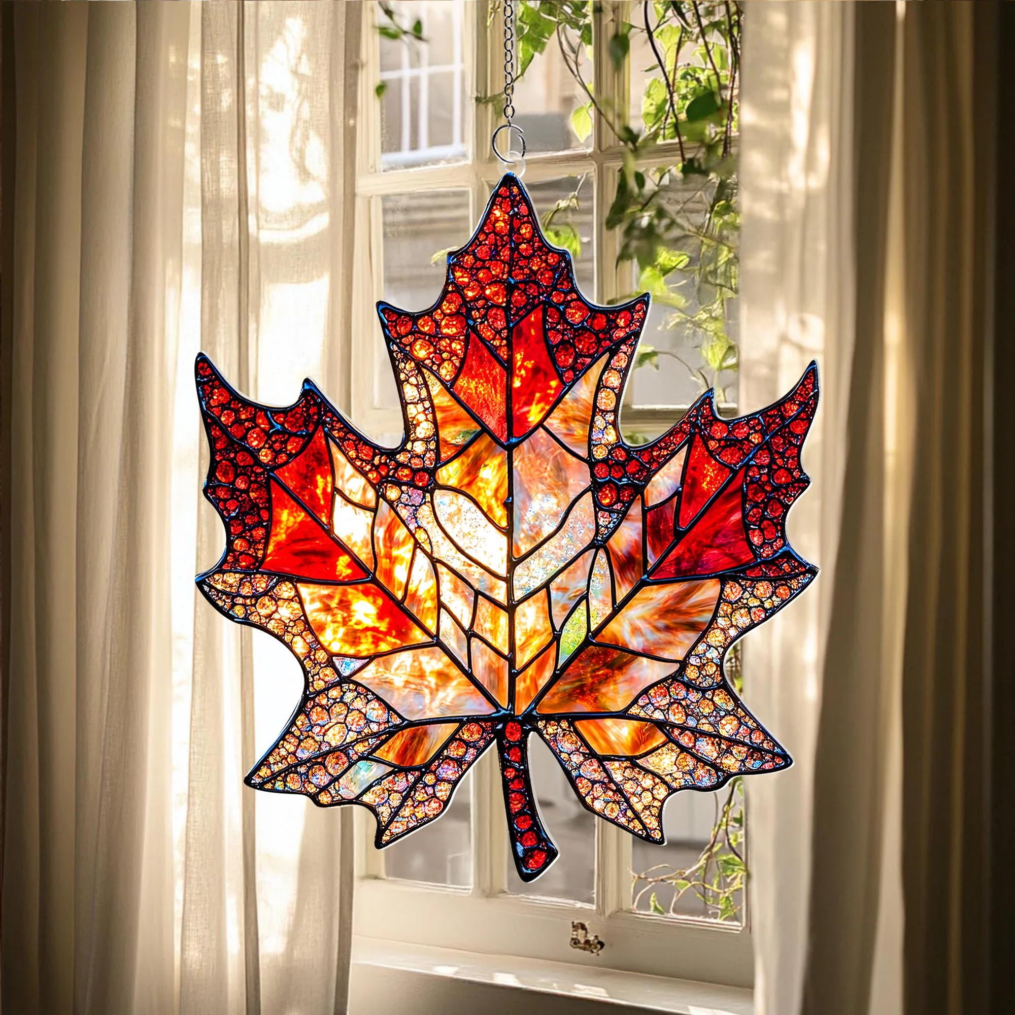 Maple Leaf Acrylic Suncatcher: Autumn Window Hanging, Garden Decor ...