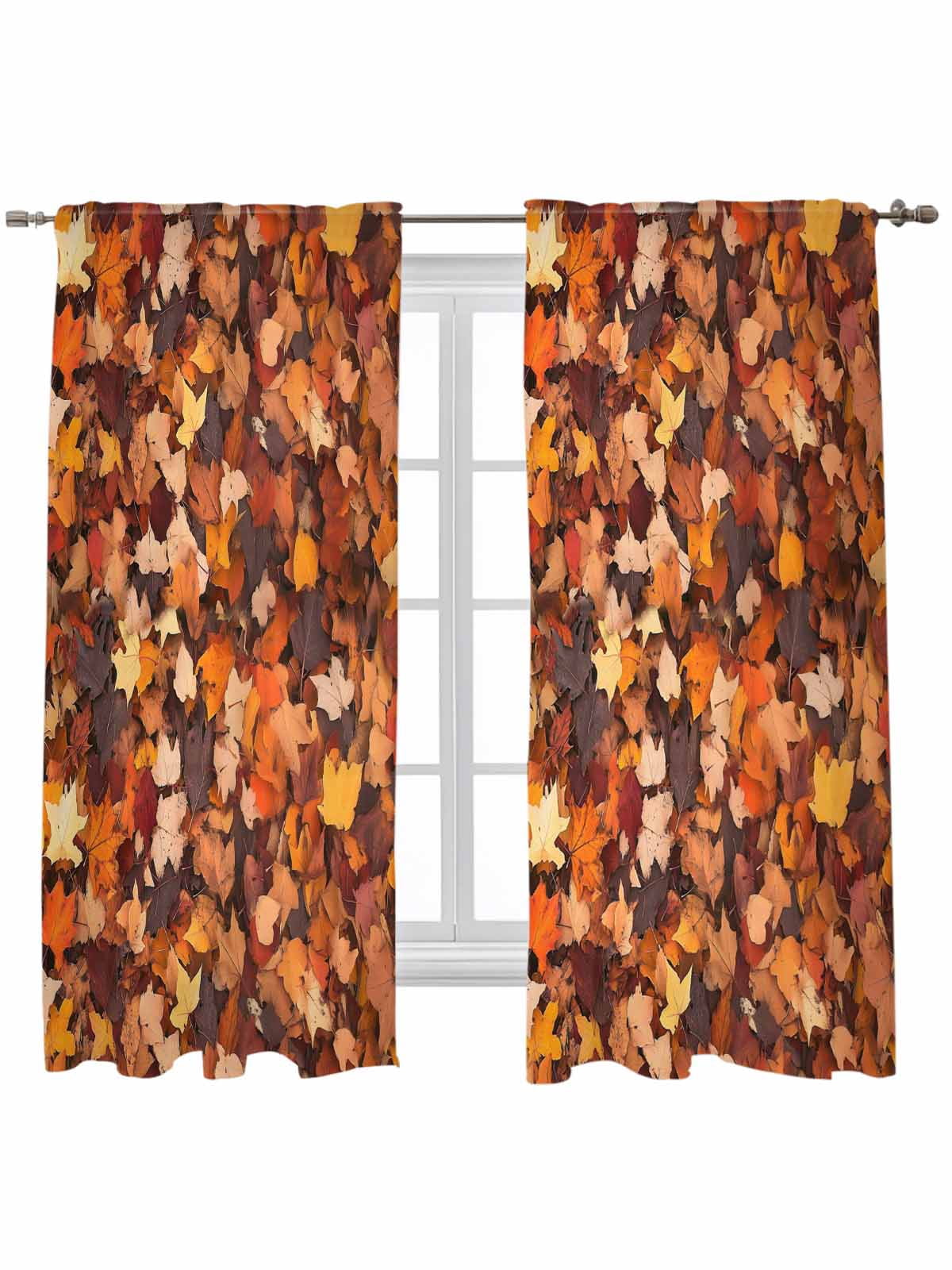 Maple Leaf Autumn Curtains 63 Inch Length, Sheer Curtains for Bedroom ...