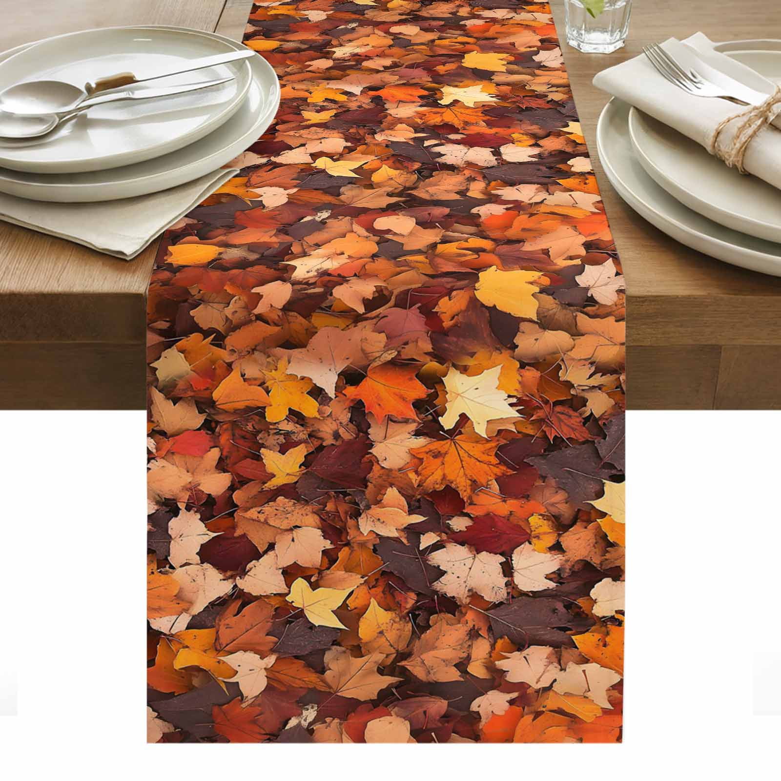 Maple Leaf Autumn Table Runner - 108 Inch Long, Kitchen Dining Table ...