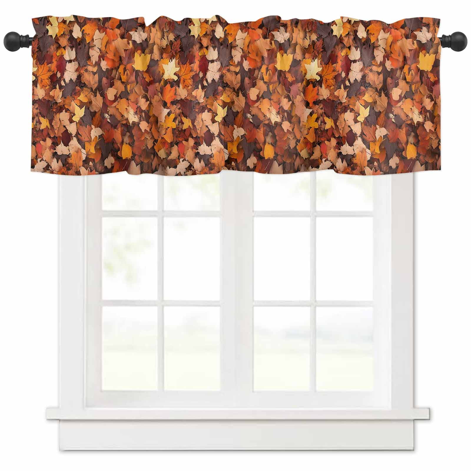 Maple Leaf Autumn Valances for Windows Farmhouse Kitchen Curtains ...