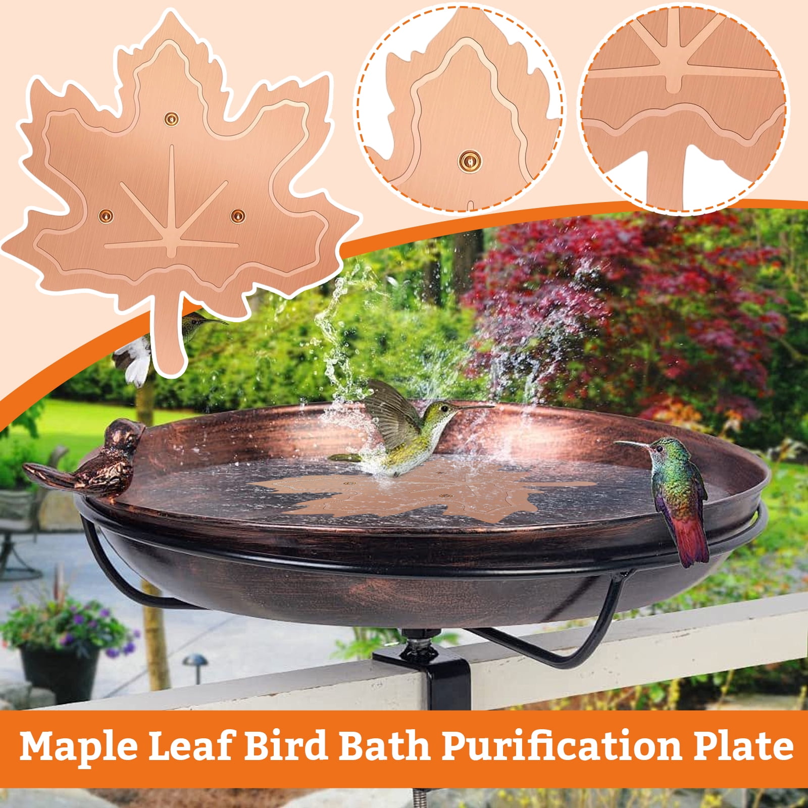 Maple Leaf Bird Bath Tray, Decorative Leaf-Shaped Birdbath For Garden ...