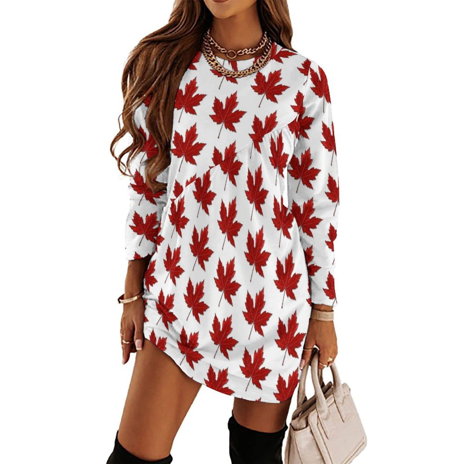 Maple Leaf Canadian Flag Long Sleeved Dress dress Bride dresses ...