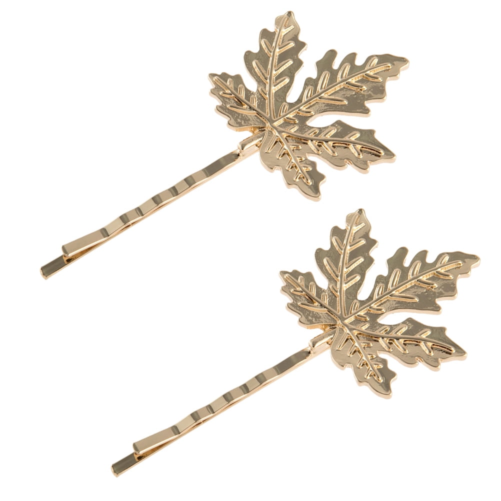 2Pcs Decorative Hairpins Maple Leaf Shaped Bang Clips Hair Accessories ...