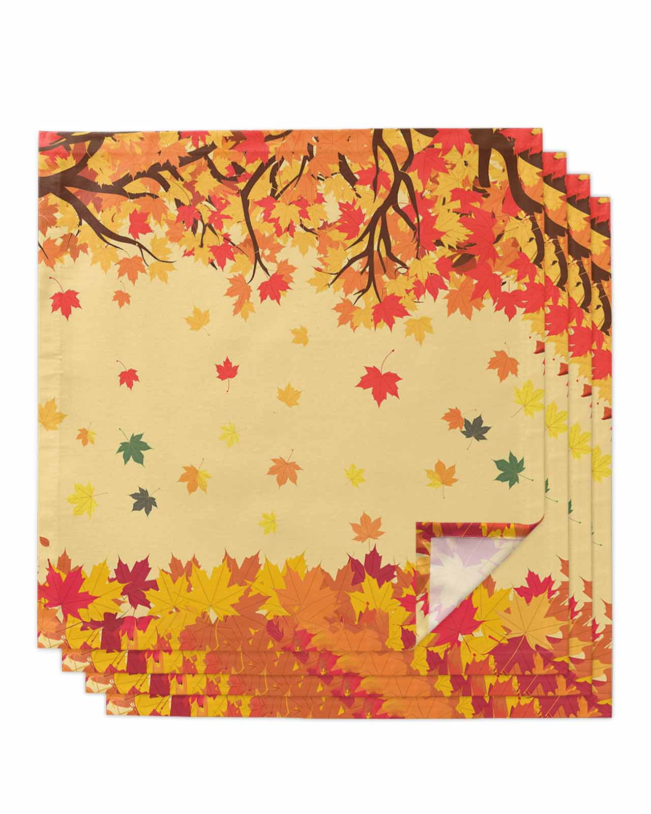 Maple Leaf Cloth Napkins Set of 4 Reusable Dinner Napkins, Fall ...