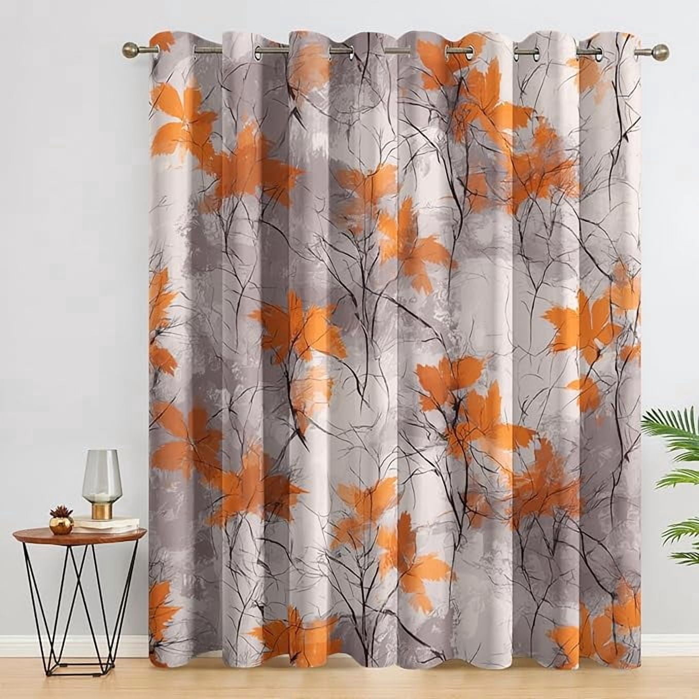 Maple Leaf Curtains for Living Room, Vintage Pattern Design Blackout ...